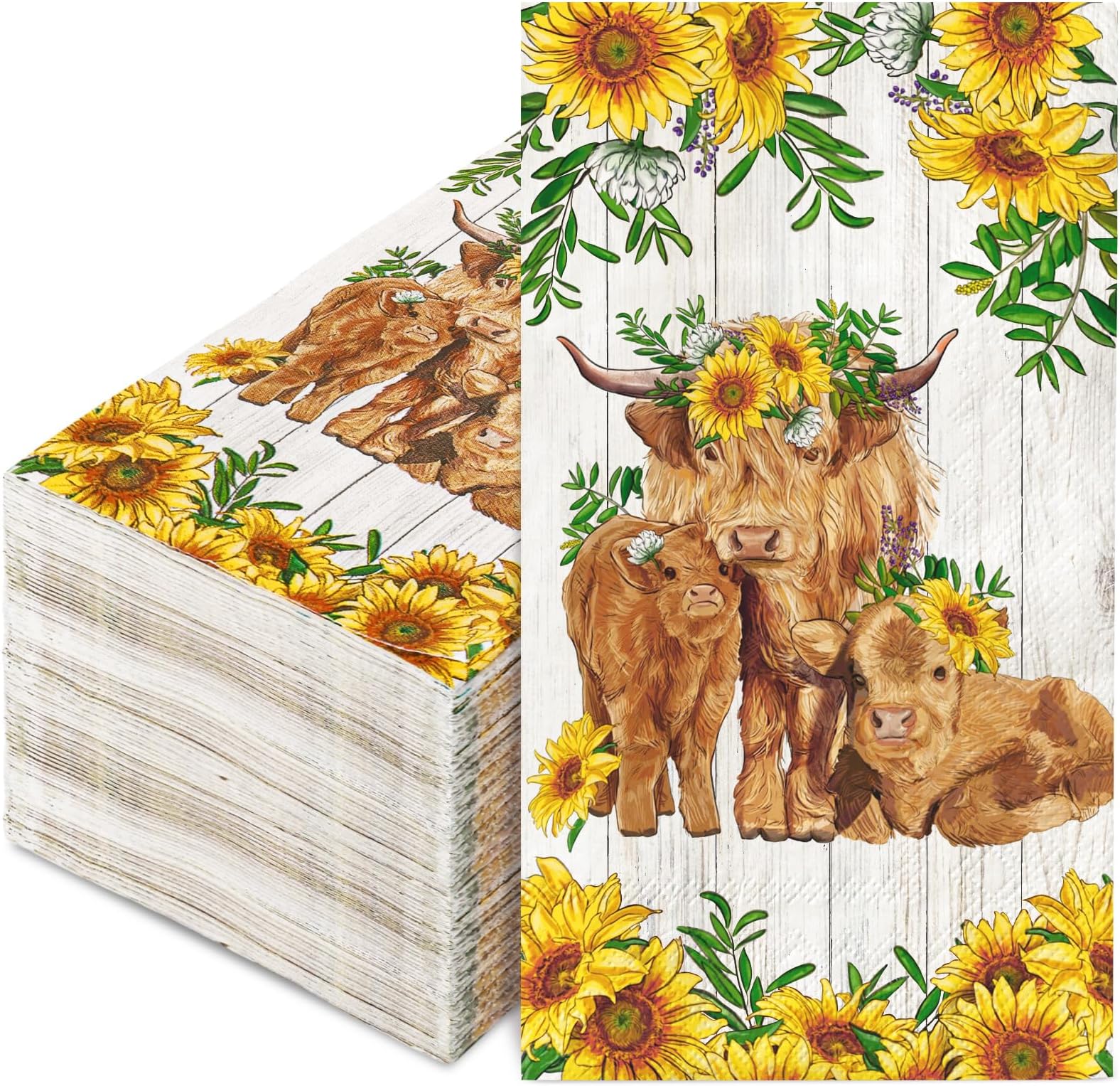 Amazon.com: Generic AnyDesign 100Pcs Highland Cow Guest Napkins Cute ...