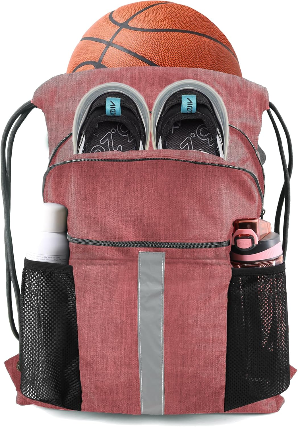 Amazon.com | BeeGreen Red Drawstring Backpack Bag with Shoe Compartment ...