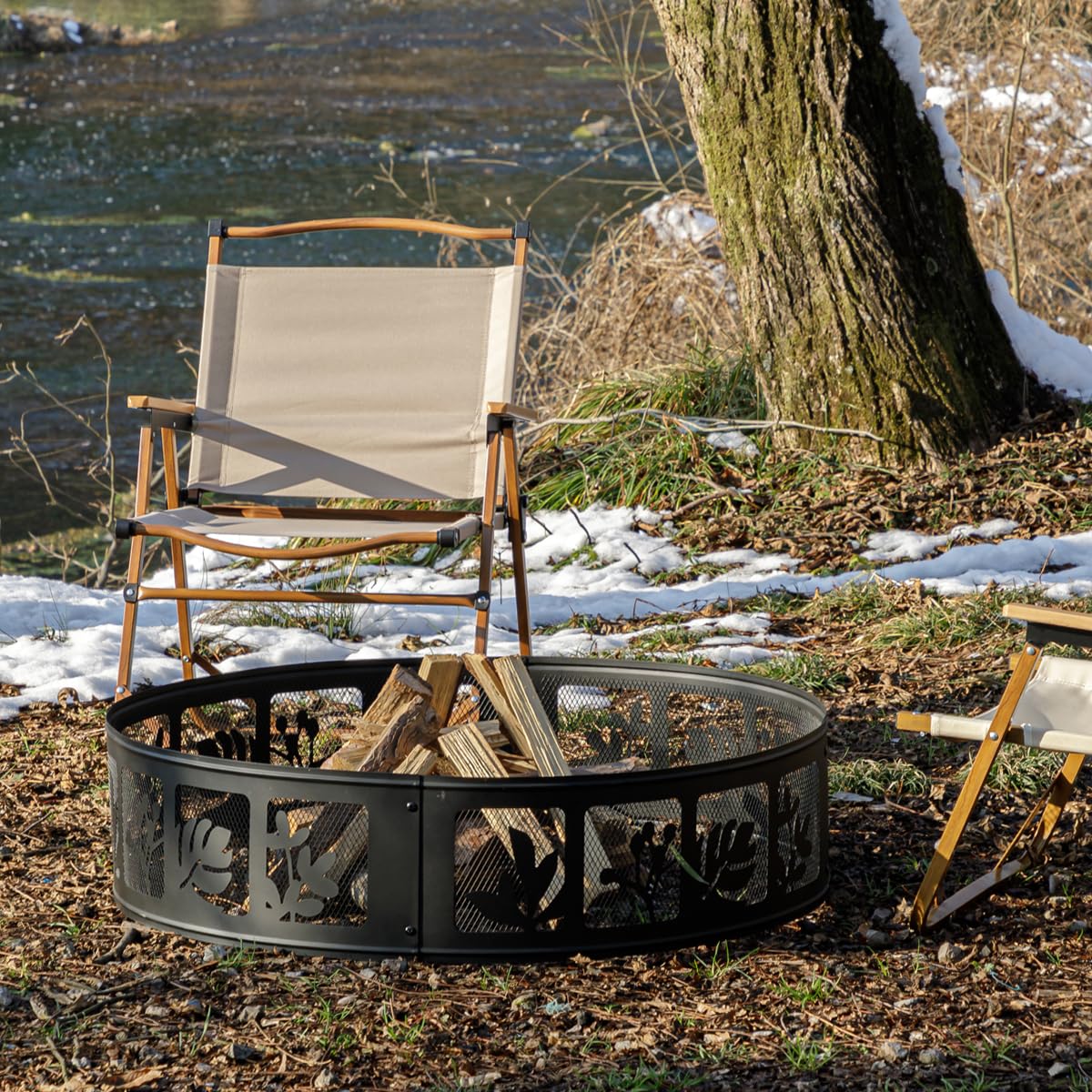36 Inch Steel Fire Pit Ring - Large Outdoor Campfire Ring With ...