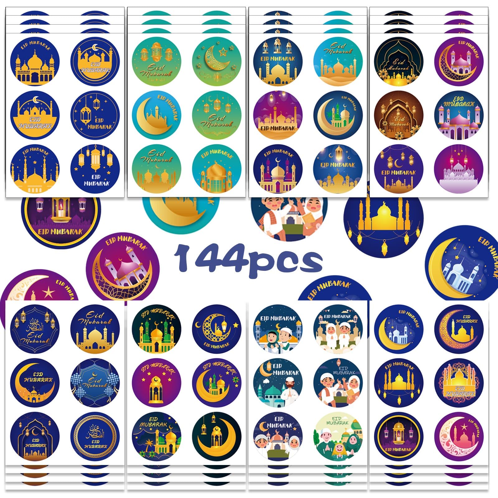 Amazon.com: Eid Mubarak Stickers - 144PCS Eid Stickers for Kids Islamic ...