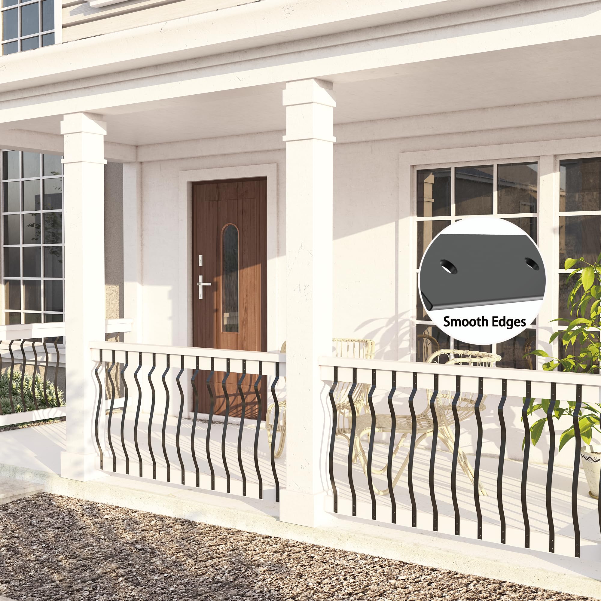 SIMESOVE 61 Pack Wrought Balusters for Staircase, 32.25" Wave Arc Metal ...