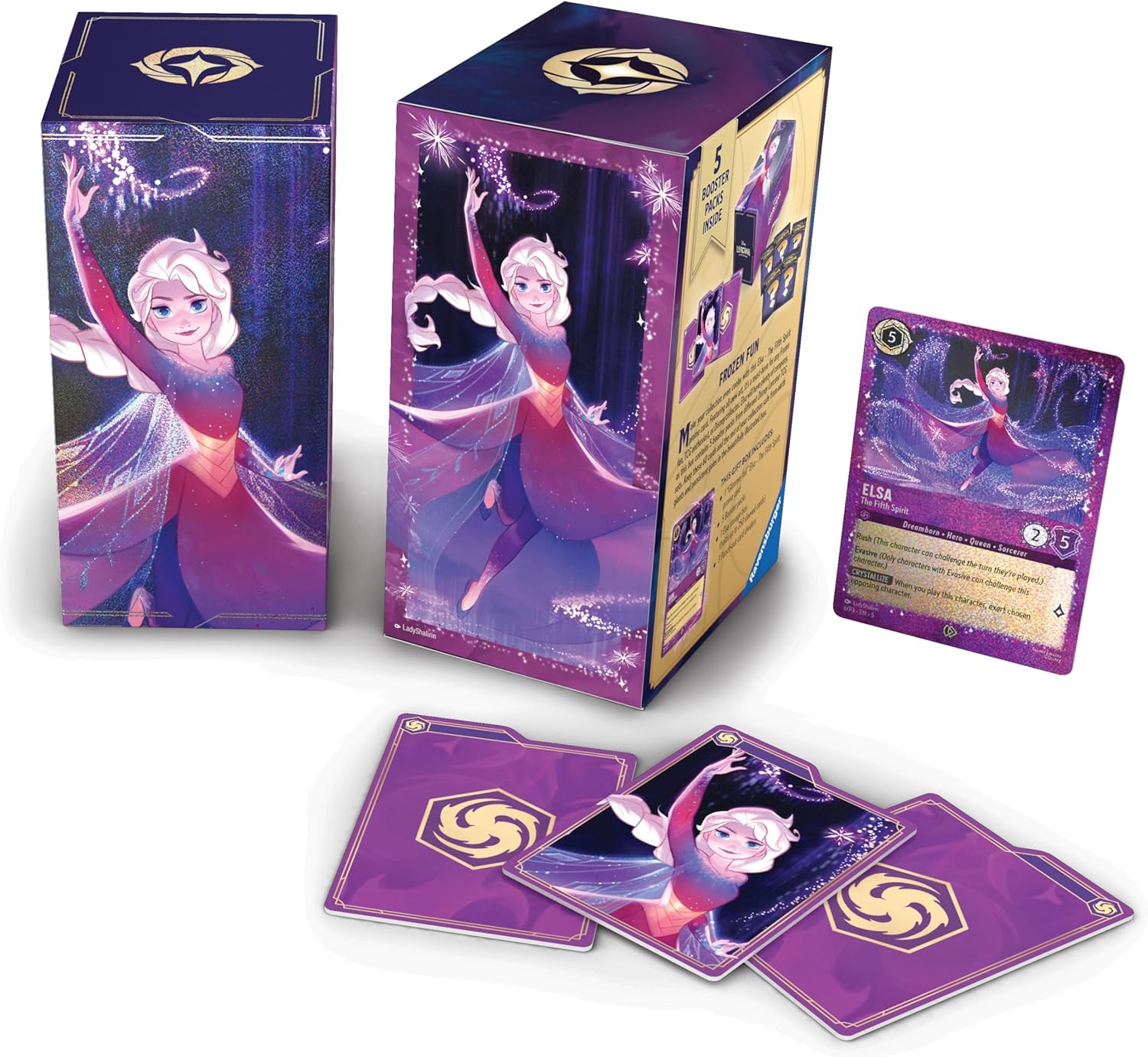 Amazon.com: Ravensburger Disney Lorcana TCG: Elsa Gift Box – 5 Booster ...