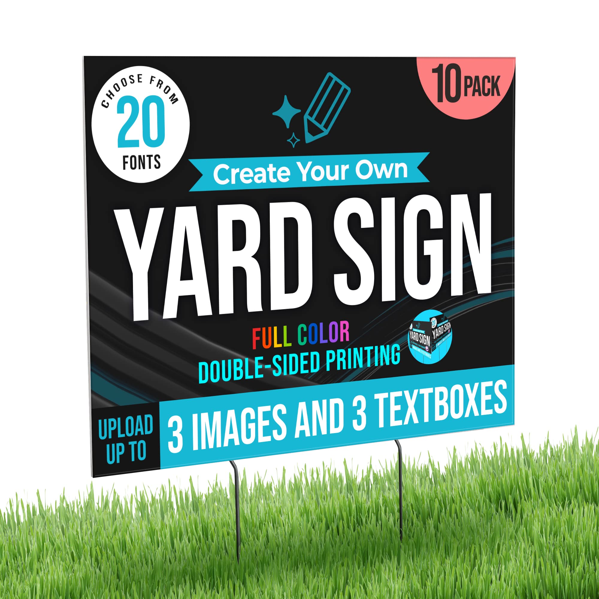 Amazon.com : 24x18" Double Sided Custom Yard Sign with Metal Stakes ...
