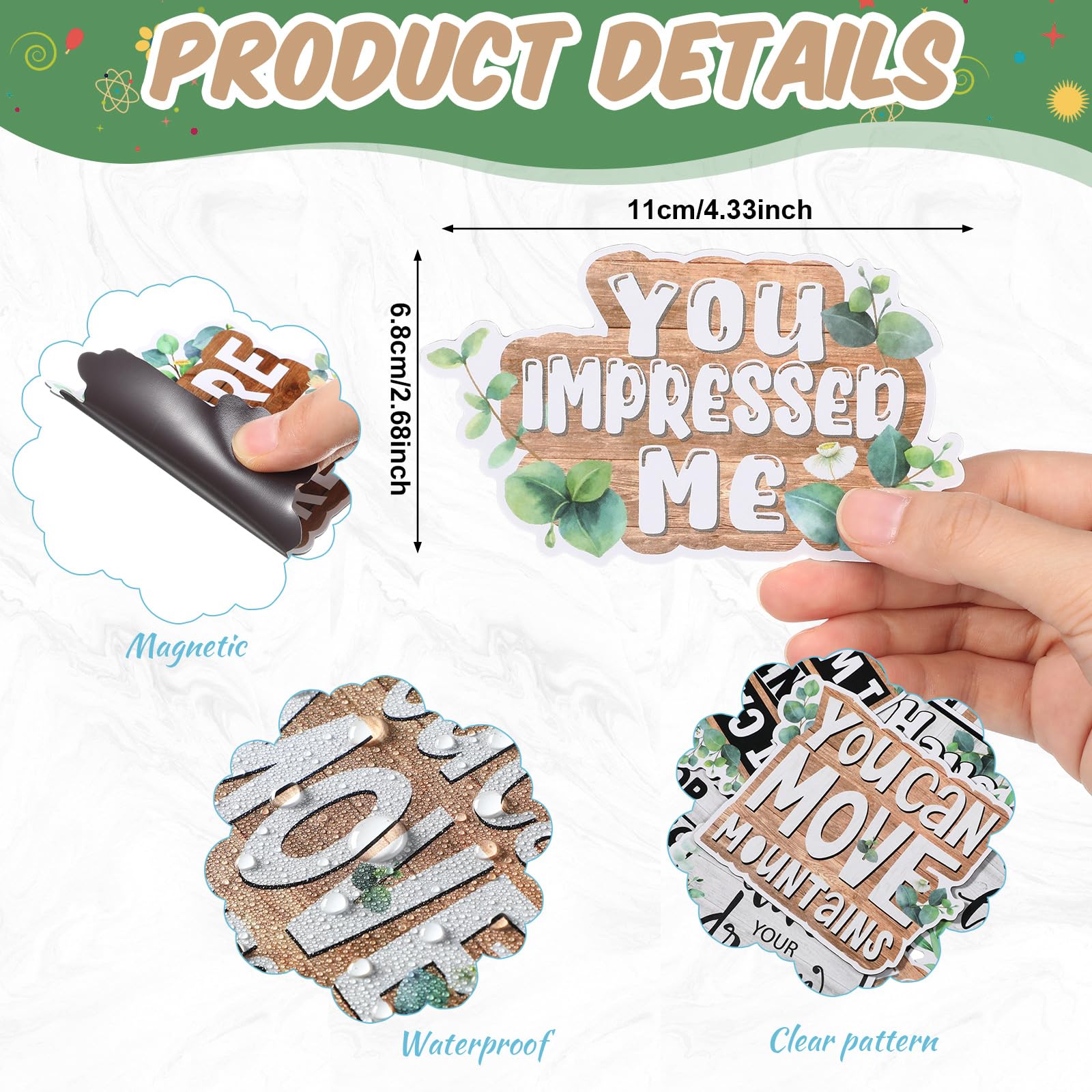 Snapklik.com : 16 Pcs Eucalyptus Inspirational Magnets Mental Health ...