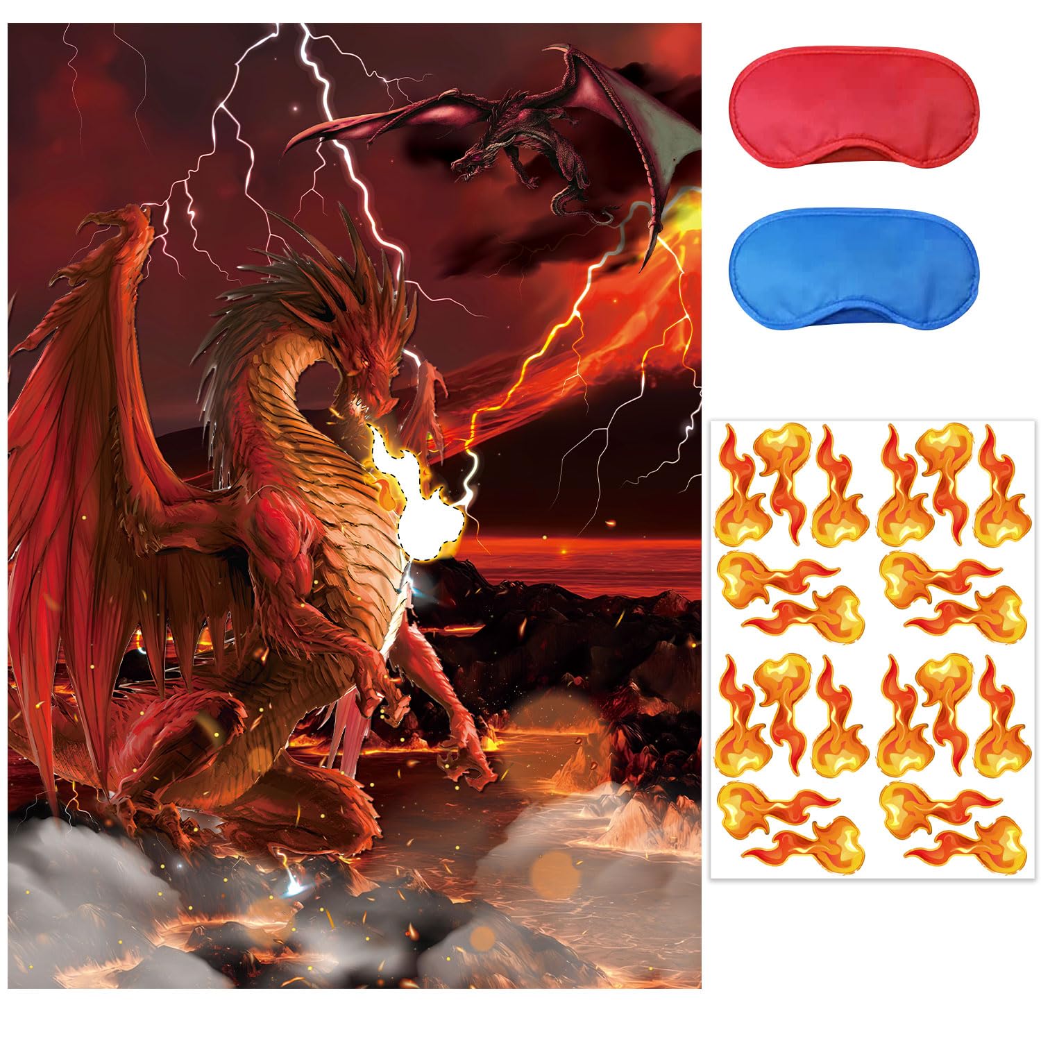 Amazon.com: Dragon Party Decorations，Pin The Tail Dragon Theme Game ...
