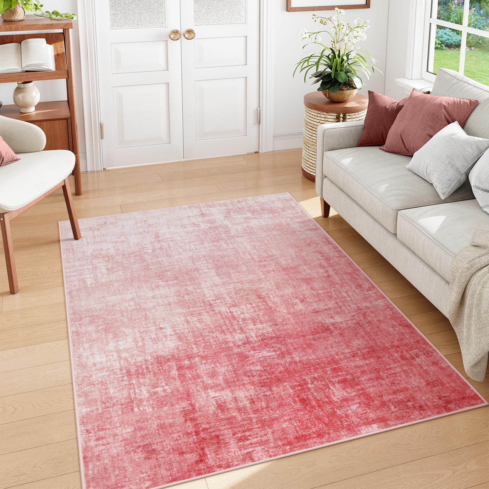 Amazon.com: Lahome 5x7 Washable Pink Rug Boho Nursery Rug for Bedroom ...