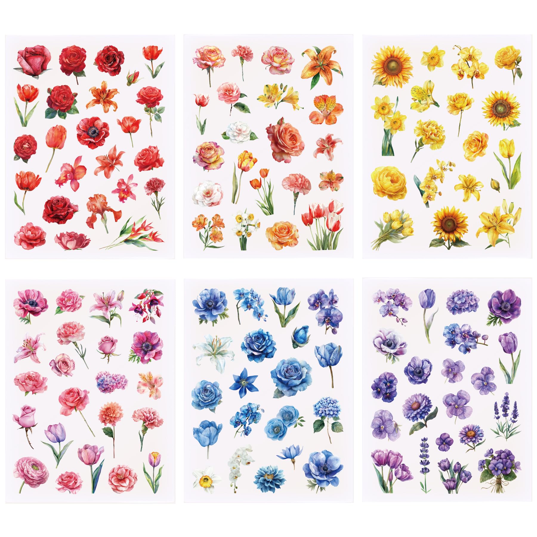 Amazon.com: 375 PCS Transparent Flower Stickers, Flower Scrapbooking ...