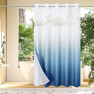 Amazon.com: Gibelle No Hook Waffle Weave Shower Curtain with Snap-in Fabric Liner Set for ...