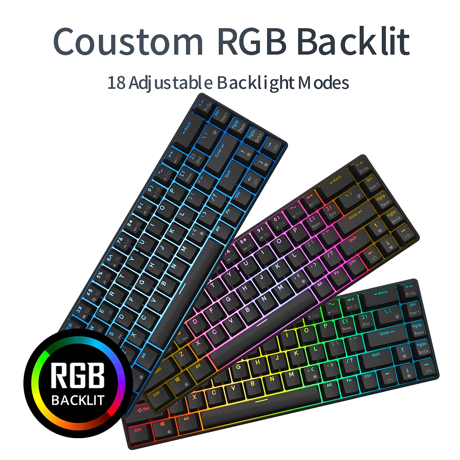 Buy RK ROYAL KLUDGE RK68 (RK855) Bluetooth Wireless/Wired 65% ...