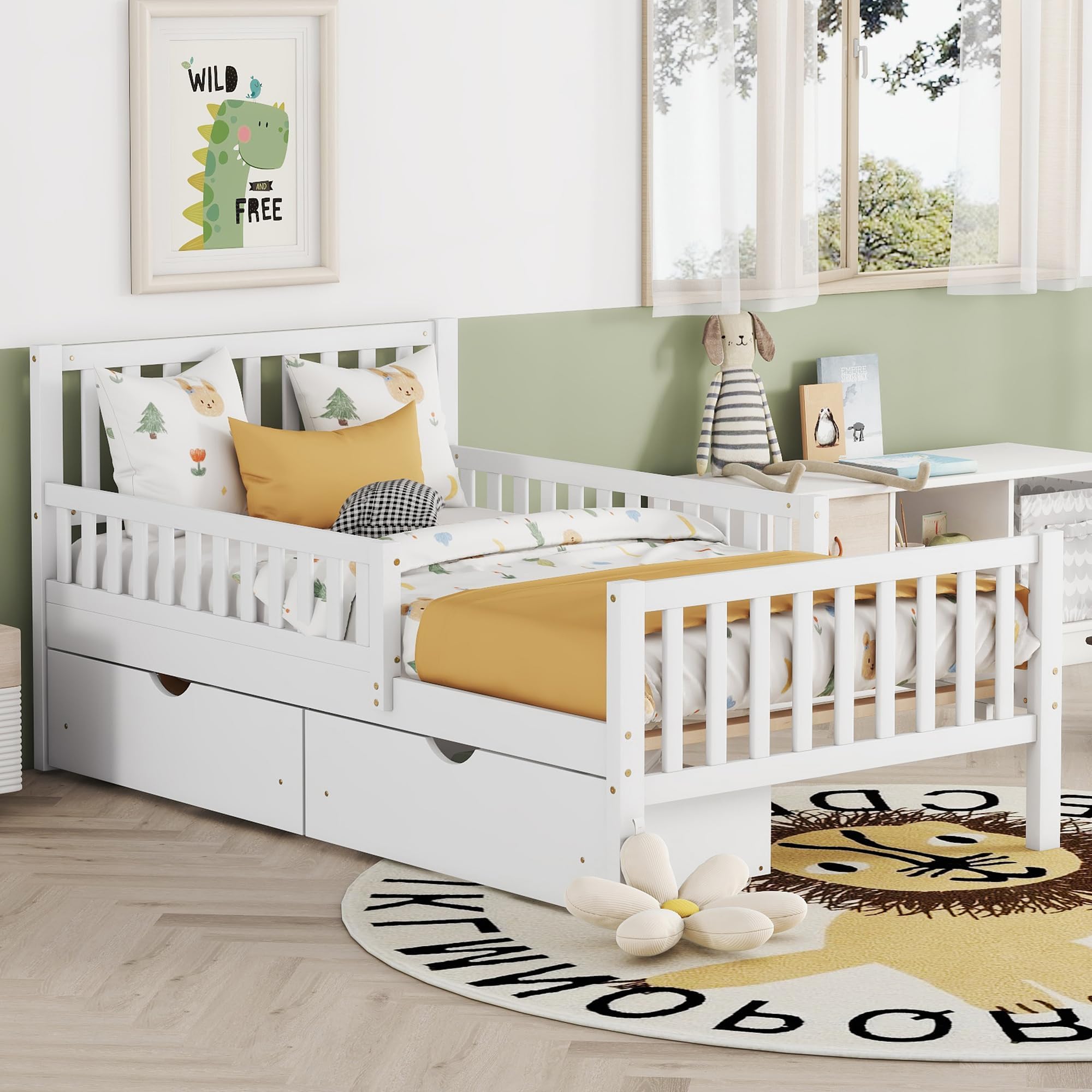 Amazon.com: CITYNIHGT Twin Bed Frame for Kids, Wood Twin Size Bed with ...