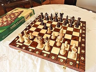 Amazon.com: Wegiel Handmade European Ambassador Chess Set - Wooden 21 ...