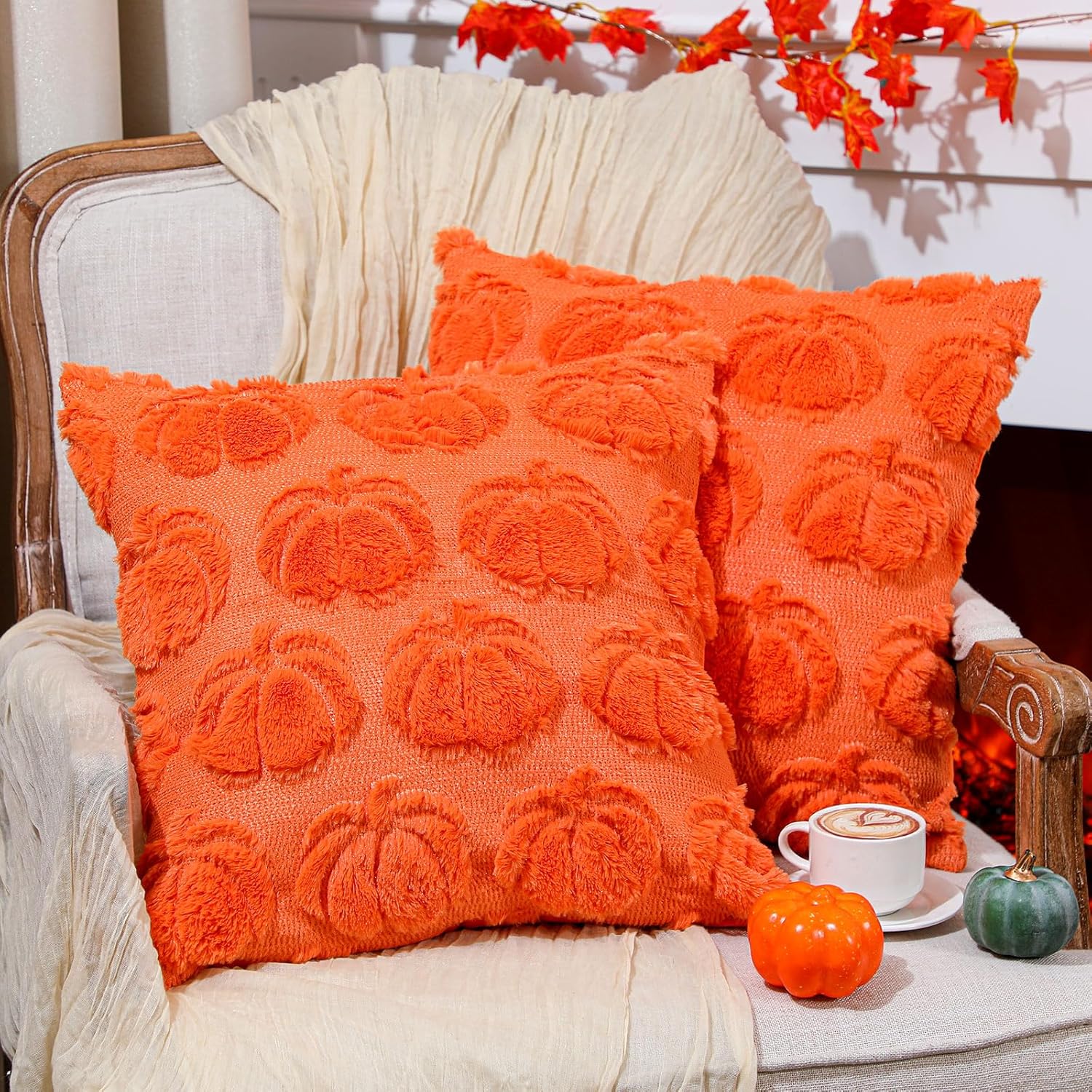 Amazon.com: Mixweer 2 PCS Fall Pillow Covers Fall Decorative 18x18 Inch ...