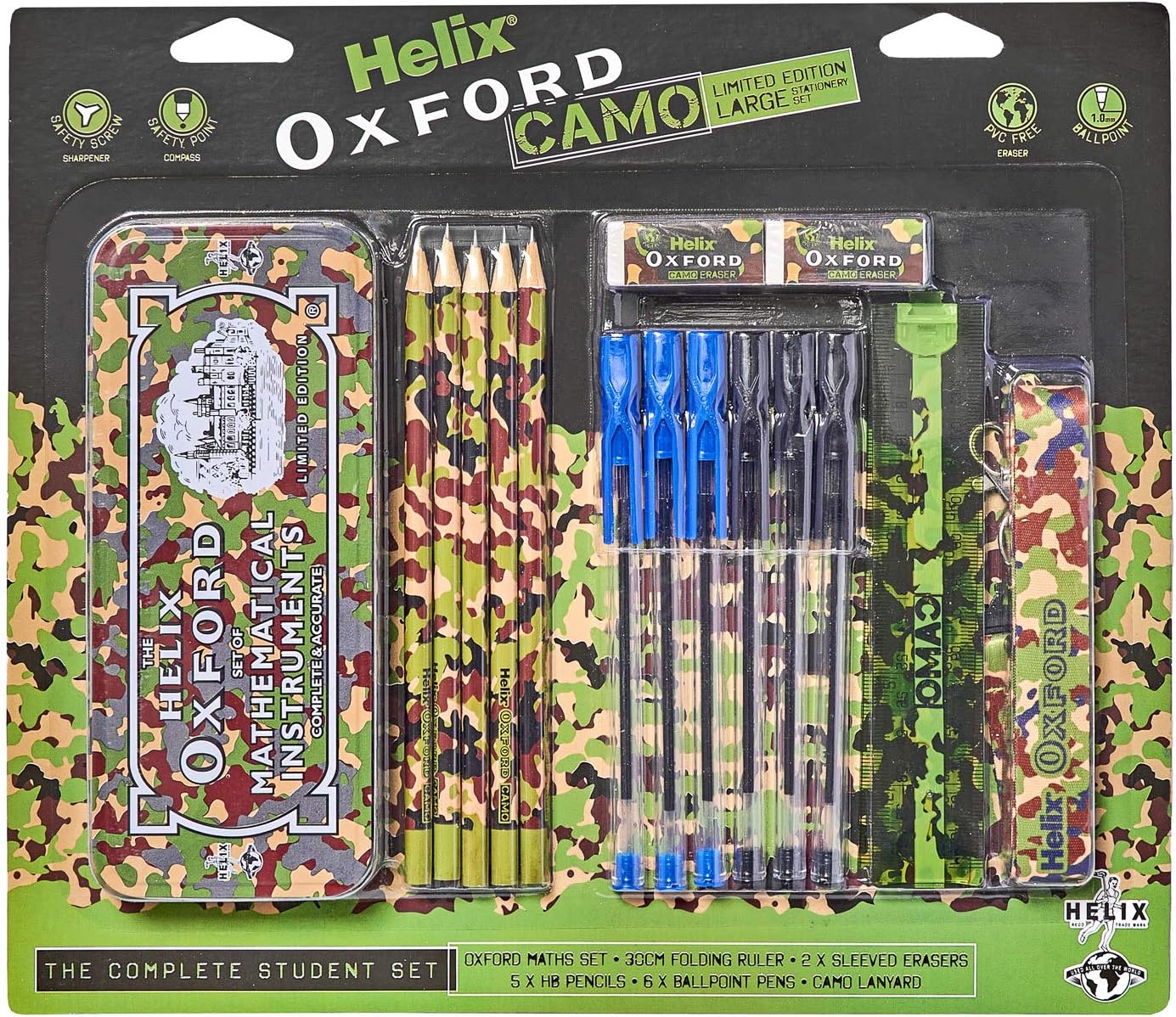 Helix Oxford Camo Bulk School Stationery Set- Green : Amazon.co.uk ...