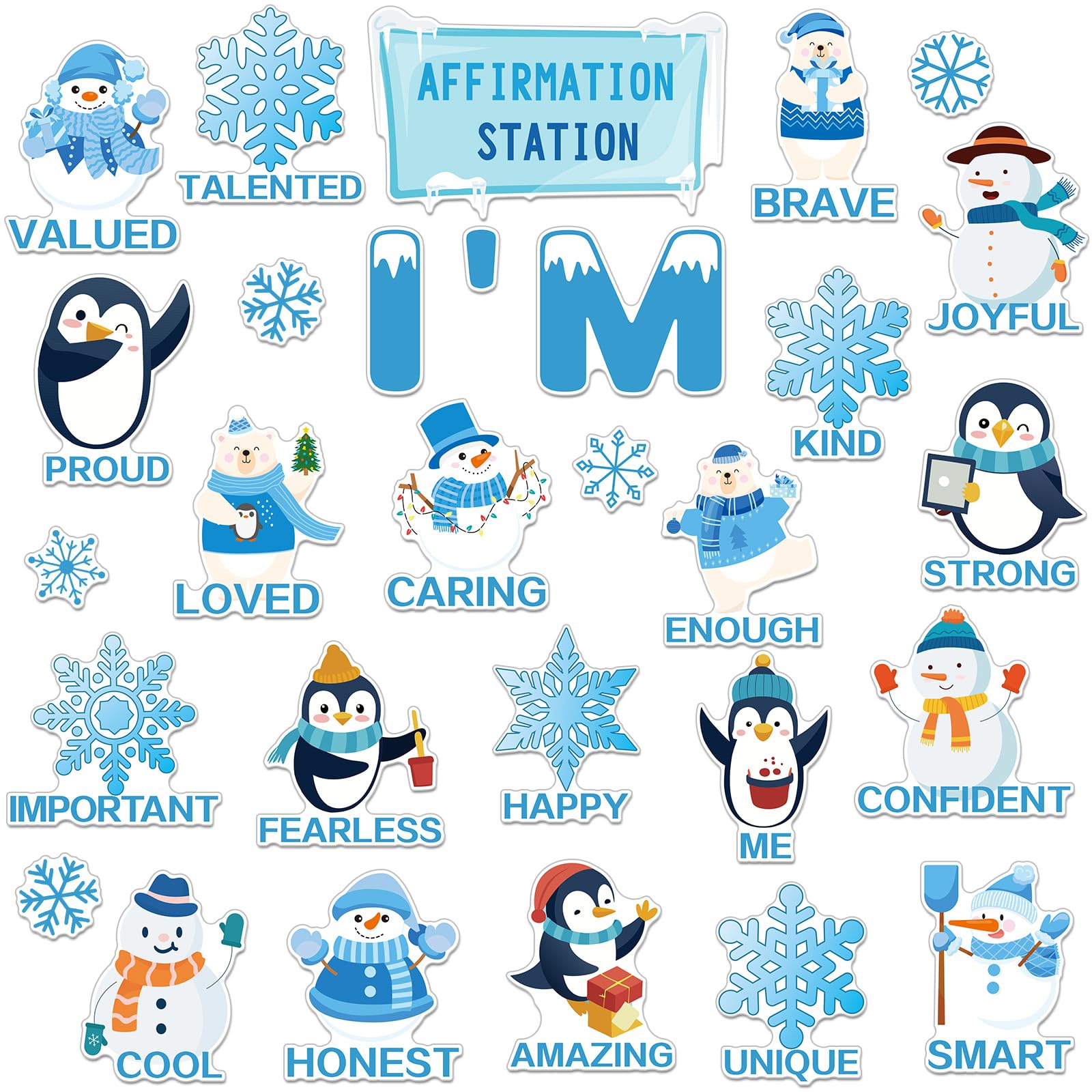 Amazon.com: Frienda 44 Pcs Winter Affirmation Station Bulletin Board ...