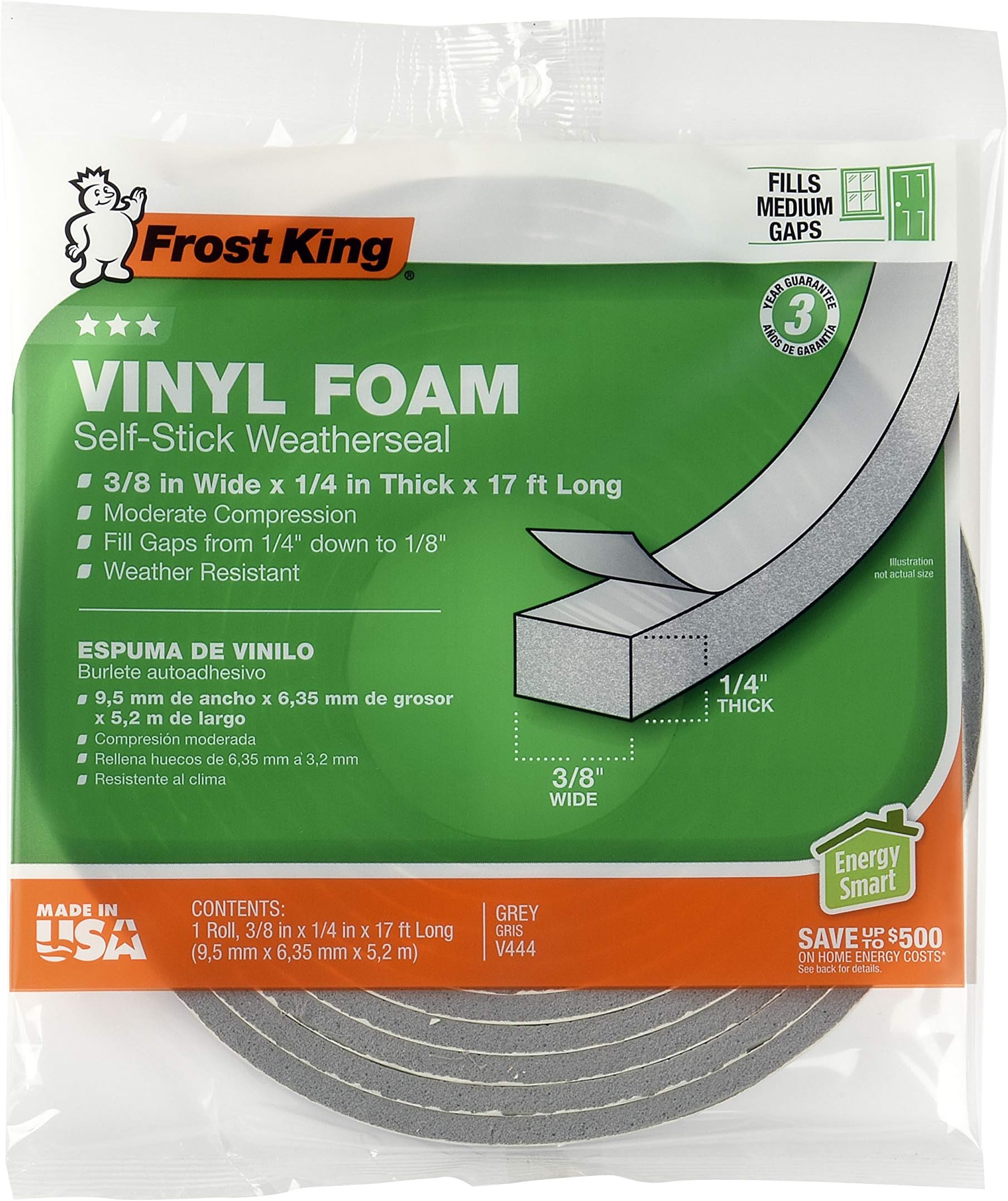 Amazon.com: Frost King V734H Vinyl Foam Tape - Closed Cell - Moderate ...