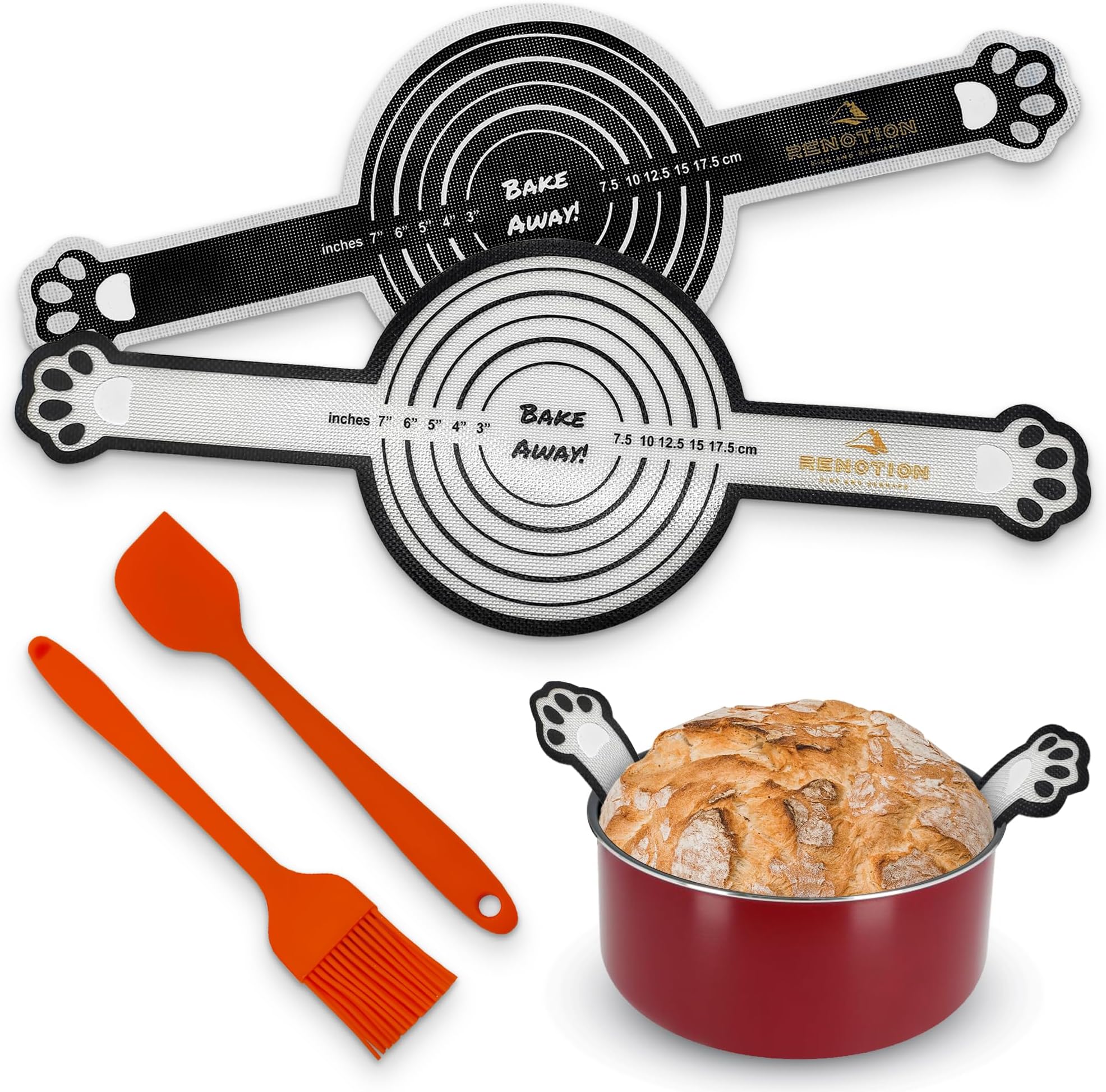 Amazon.com: Folksy Super Kitchen 2 Sizes 9.4 & 8.3 inch Silicone Bread ...