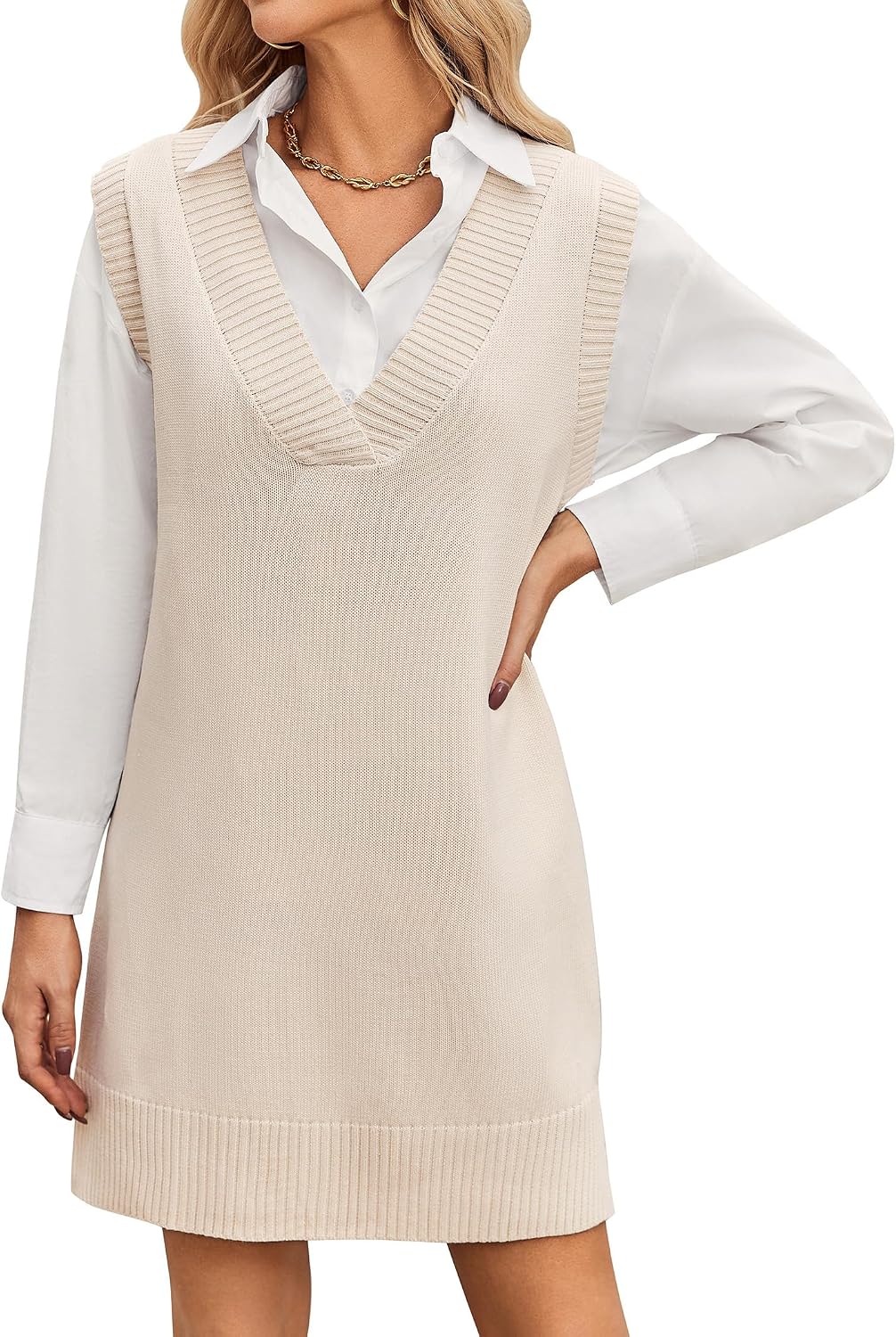 Zeagoo Womens Vests Fashion Casual Vest Top V Neck Sweater Vest Dress ...