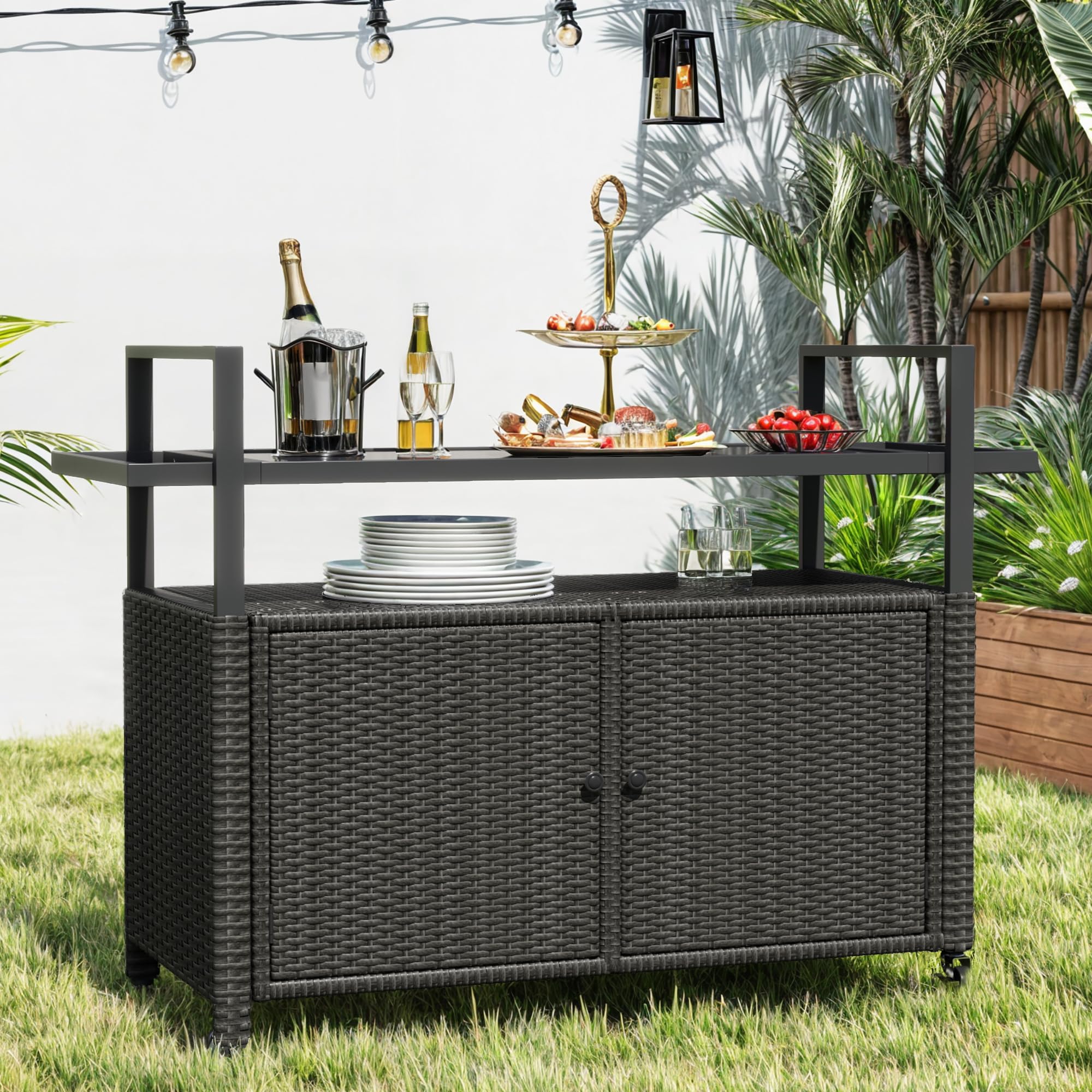 Snapklik.com : DWVO Patio Bar Table,Outdoor Kitchen Island