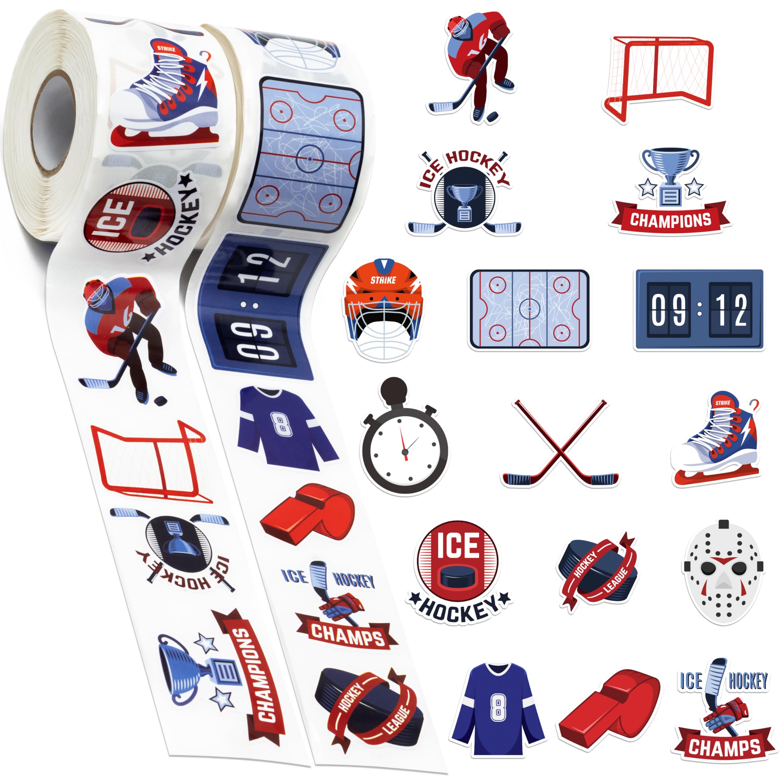 Amazon.com: A1diee 1000Pcs Ice Hockey Stickers in 2 Rolls with 16 ...