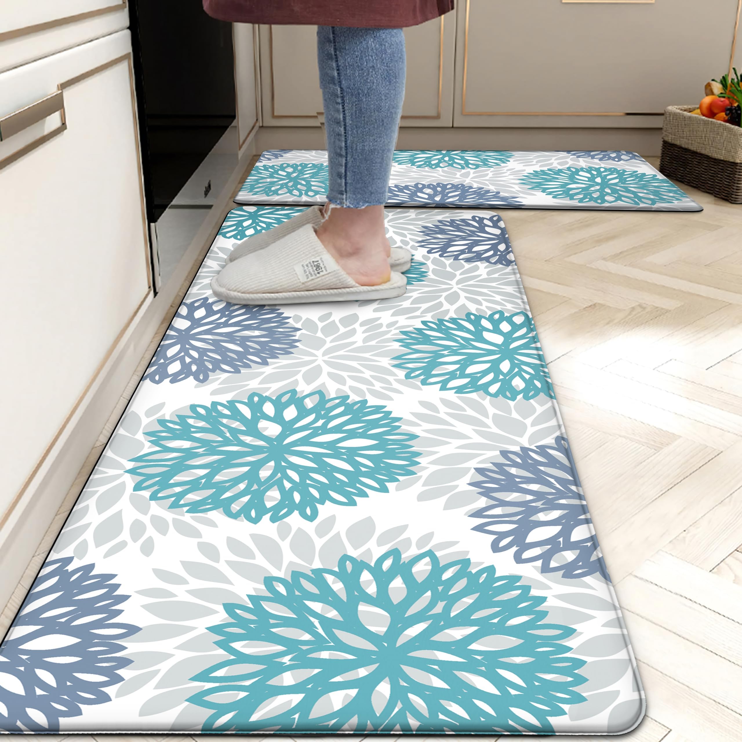 Amazon.com: 2 Pieces Spring Kitchen Rugs Bundle with 2 Pieces Kitchen ...