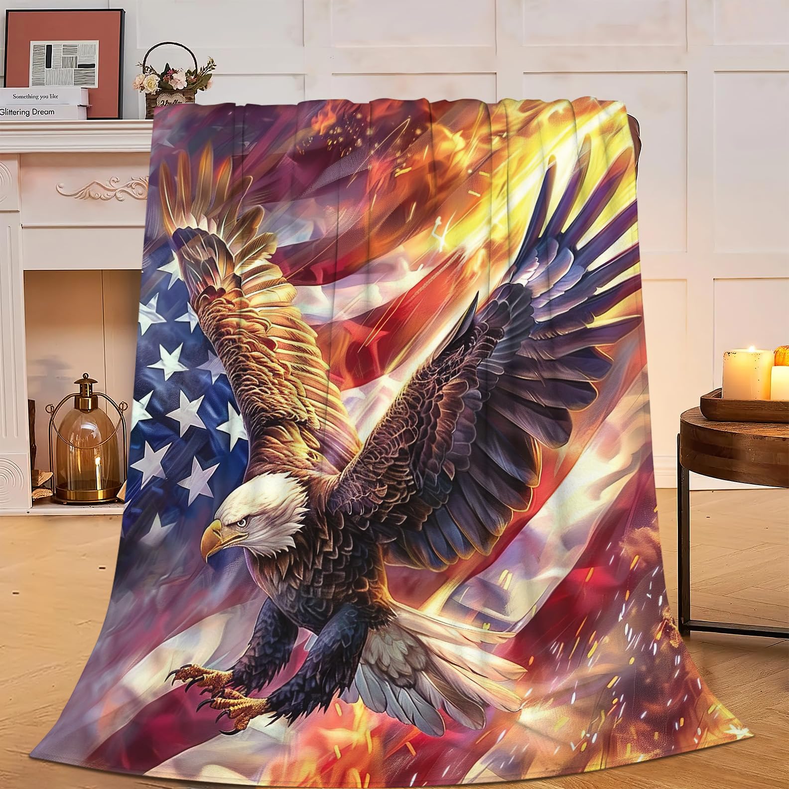 Amazon.com: Eagle Blanket American Eagle Flag Fleece Throw Blanket ...