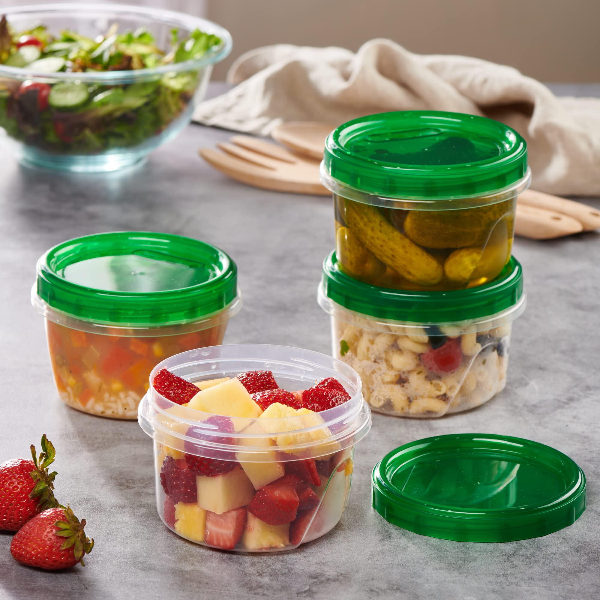 Watertight Plastic Containers Screw On Lid EcoQuality [12 PACK] 32oz