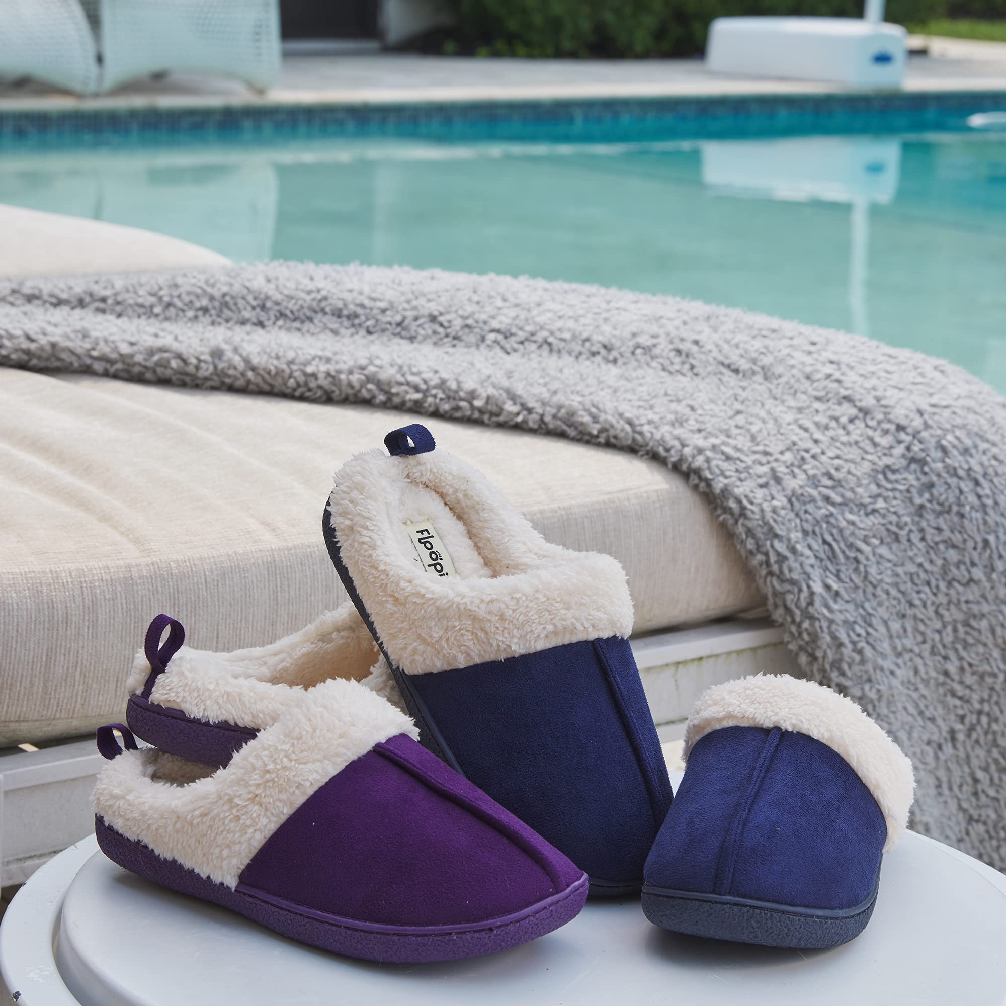 Floopi House Slippers for Women, Fur Lined Clog Womens Slippers Cozy ...