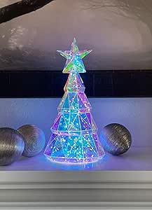 Amazon.com: 15 Inch Holographic 3D Lighted Christmas Tree, Tabletop, 8 ...