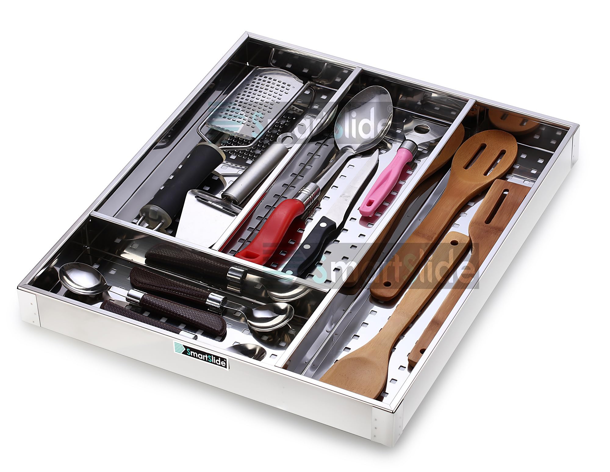 Buy SmartSlide Stainless Steel Cutlery Tray For Kitchen Drawer ...