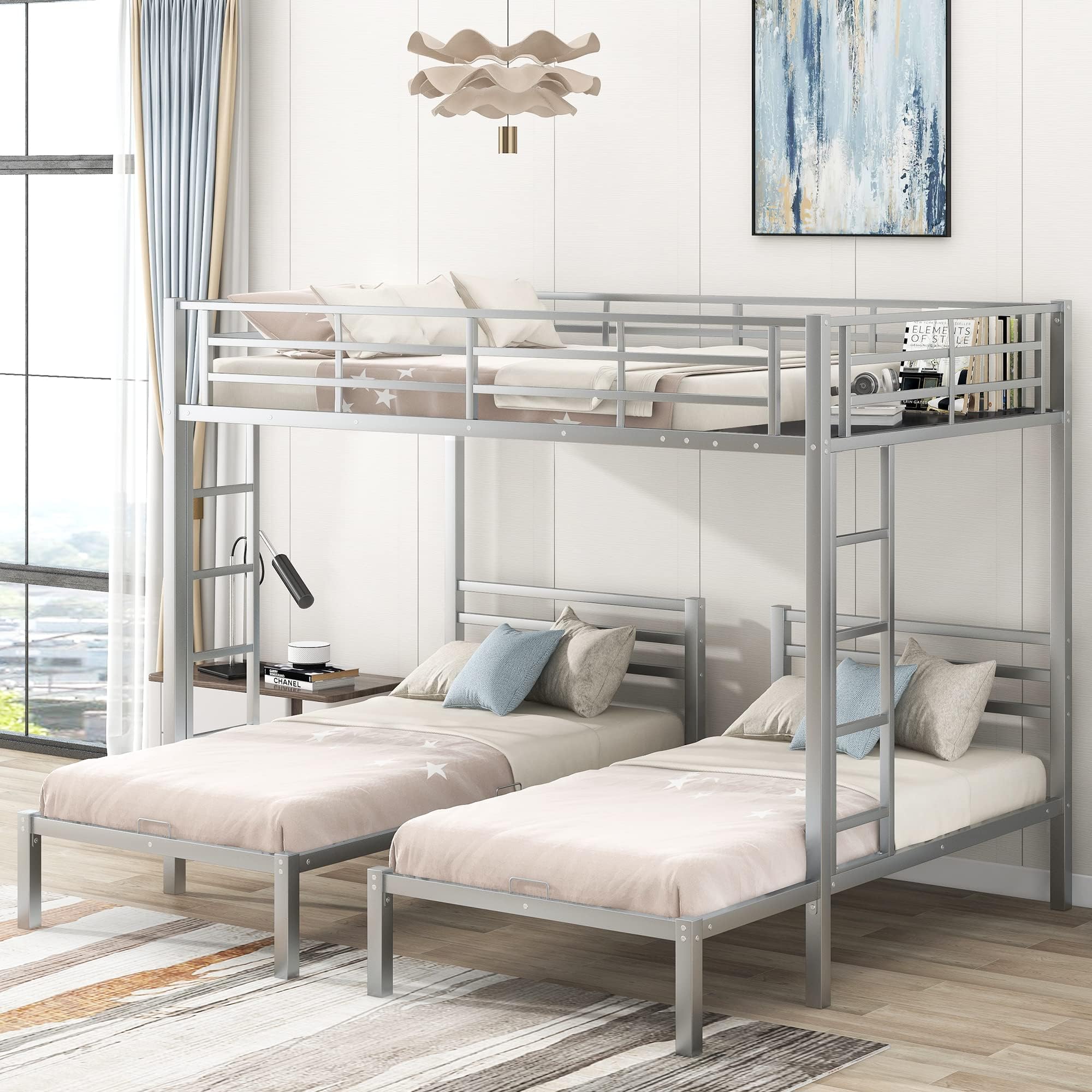 Amazon.com: Harper & Bright Designs Metal Triple Bunk Beds for 3, Bunk ...