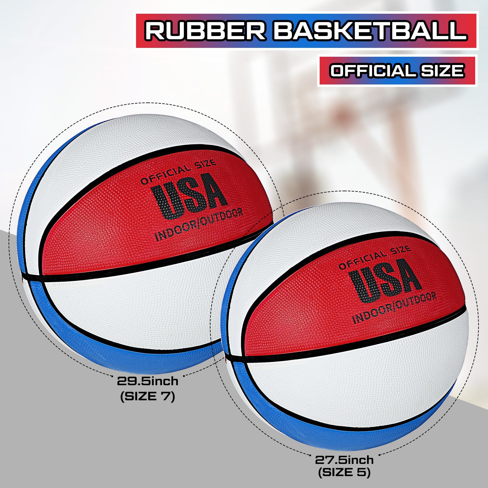 Junkin 12 Pcs Rubber Basketballs Bulk Official Indoor Outdoor ...