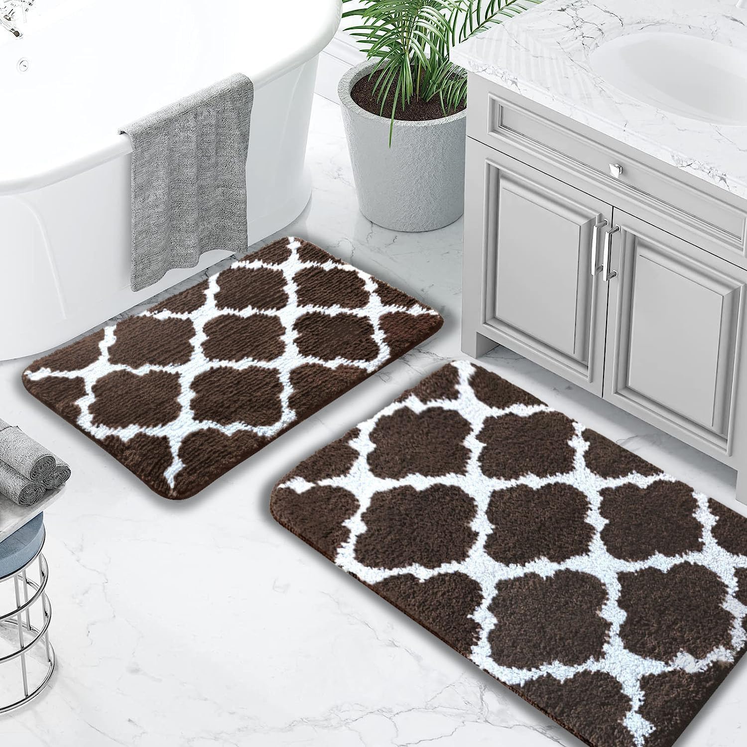 Amazon.com: dark brown bathroom rugs sets 2 piece,Luxury chocolate ...