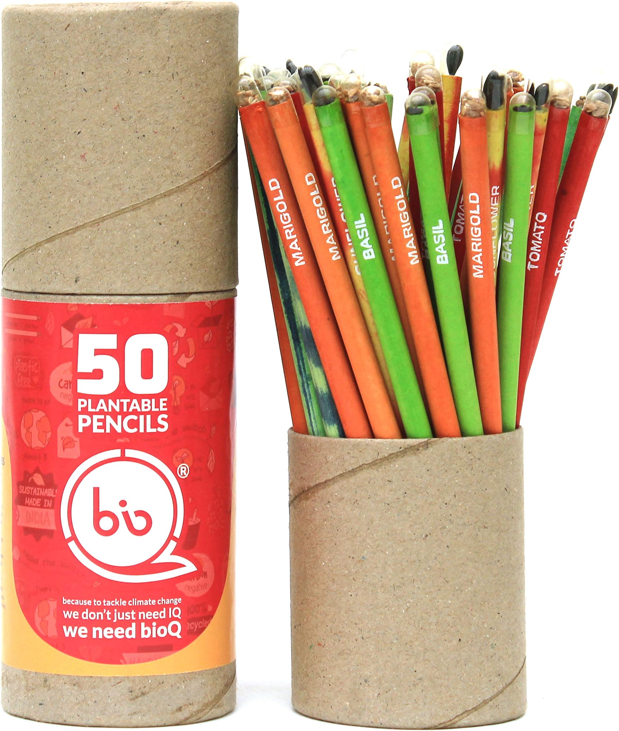 bioQ Box of 50 Plantable Pencils With Seeds| Eco Friendly Stationary ...