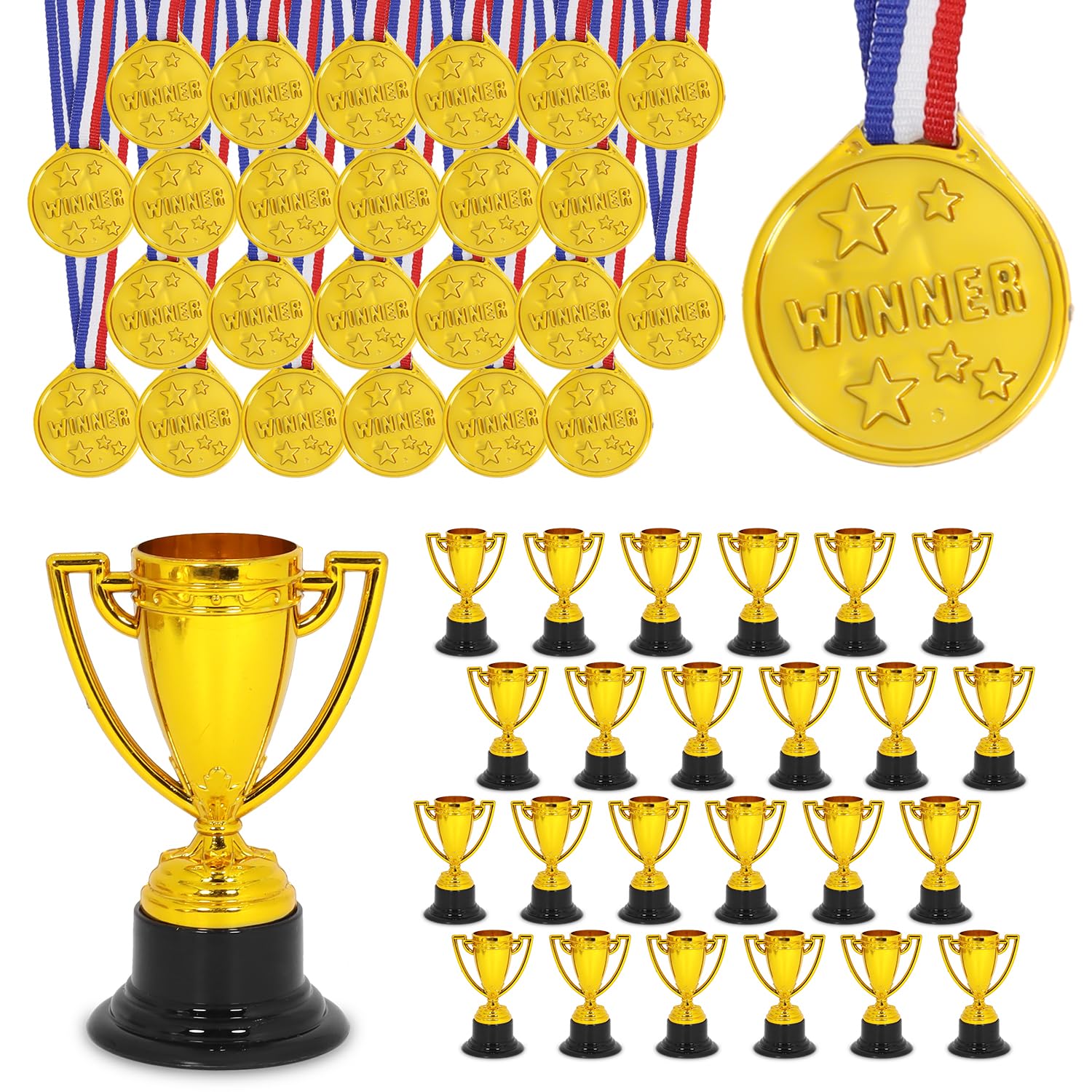 Amazon.com : Darovly 50Pcs Mini Trophies and Medals Awards for Sports ...