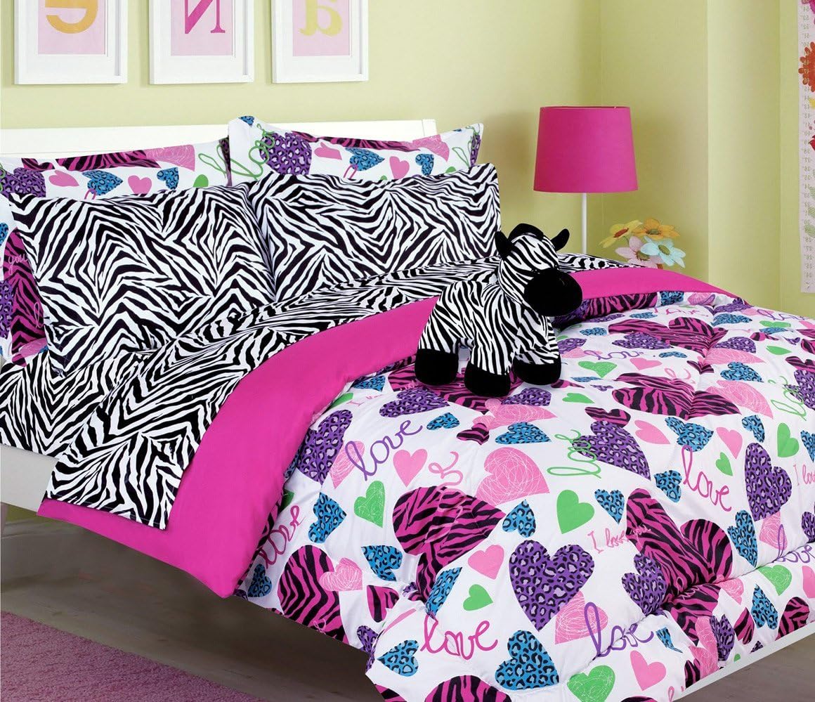 Amazon.com: Teen Tween Girls Kids Bedding - Misty Zebra Bed in A Bag ...