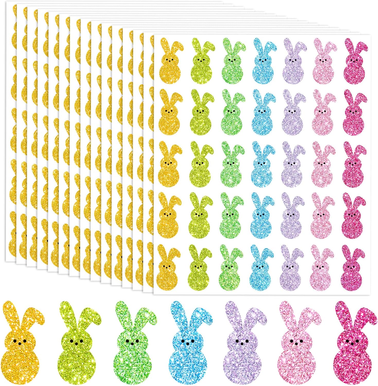Amazon.com: JarThenaAMCS Easter Bunny Stickers Colorful Glitter Rabbit ...