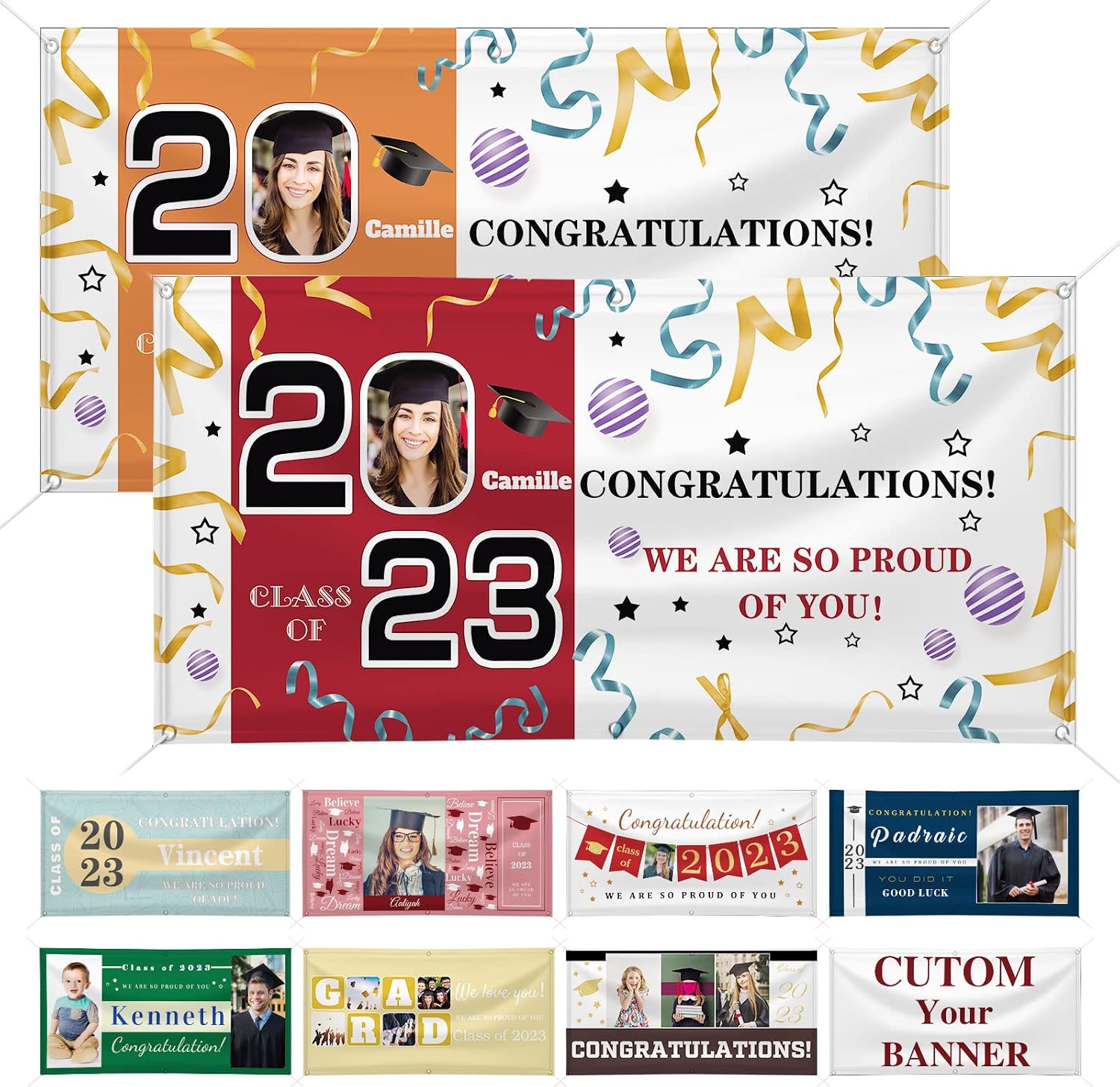 Amazon.com: Personalized Graduation Banner 13oz Vinyl Custom Graduation ...