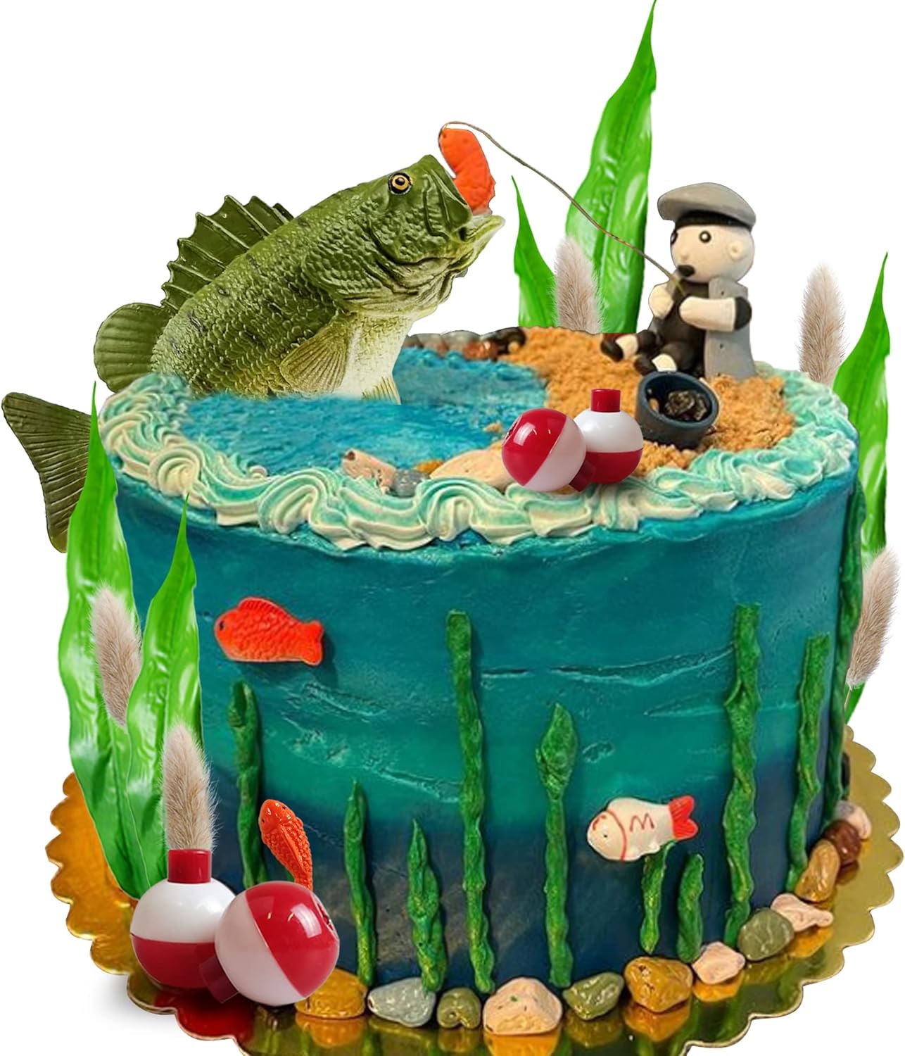 Amazon.com: 24PCS Gone Fishing Cake Topper Fisherman Fish Cake ...