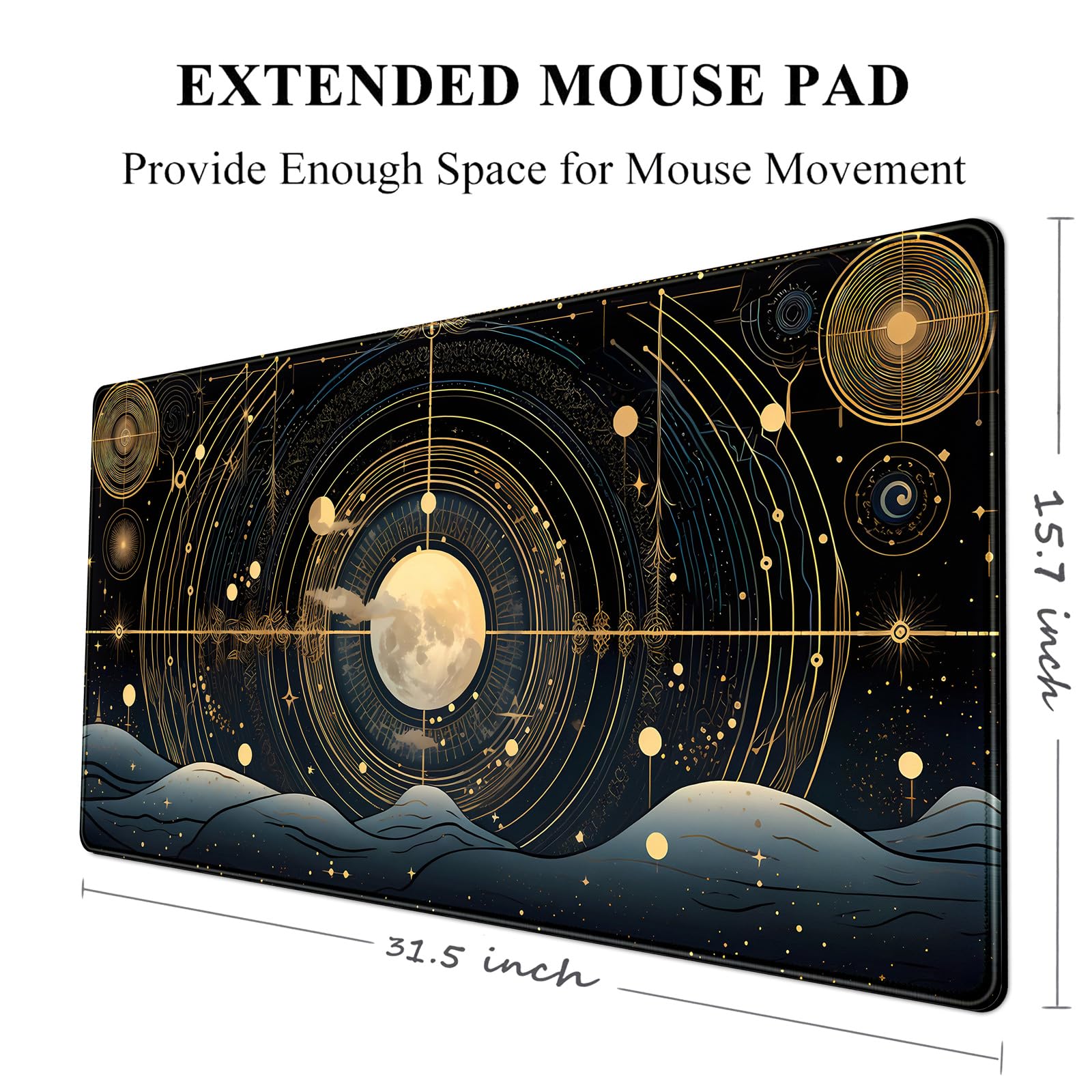 Runescape Mouse Pad Black And Gold Celestial Desk Mat Extended Gaming ...