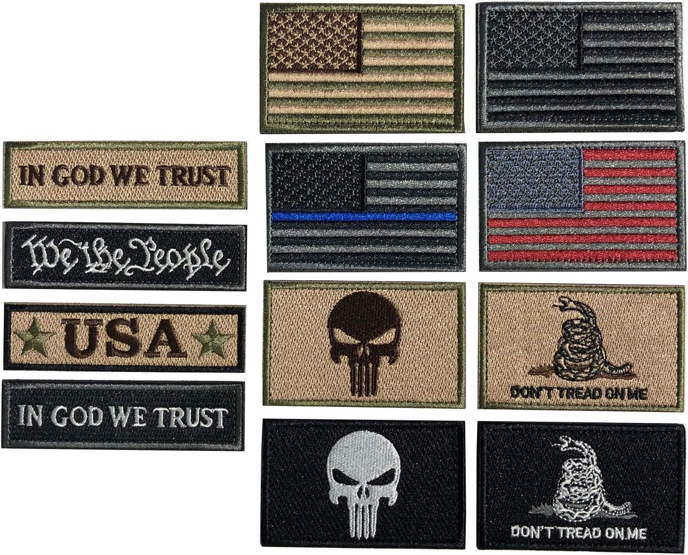 Amazon.com: Bundle 12 Pieces USA Flag Patch Thin Blue Line Tactical ...