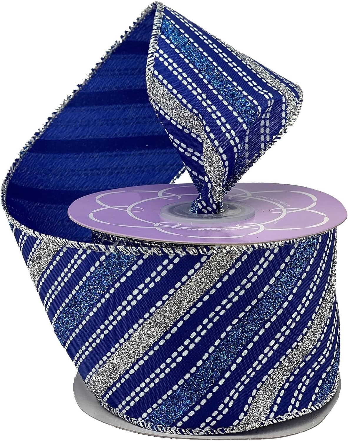 Amazon.com: Royal Blue Silver Wired Ribbon - 2 1/2" x 10 Yards, Sparkly ...