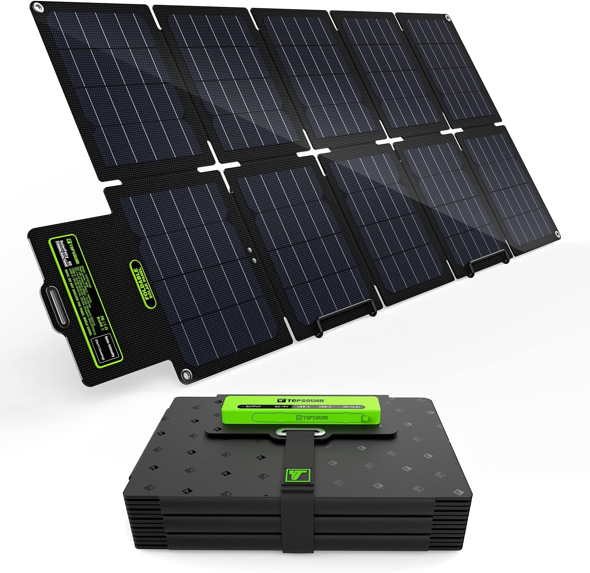 Amazon.com: Topsolar SolarFairy 60W Portable Foldable Solar Panel ...
