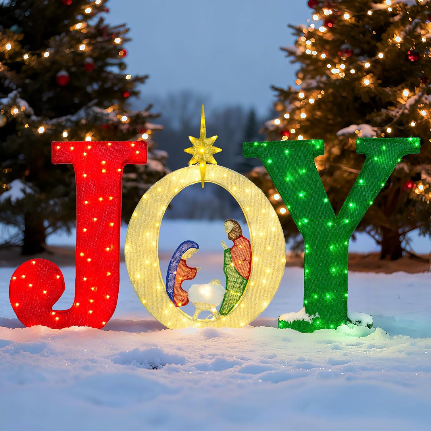 Amazon.com: TOWPONICS 3-Piece Joy Outdoor Christmas Decorations Yard ...