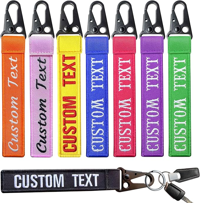 Amazon.com: ssass Personalized Keychain, Custom Embroidery Double-sided ...