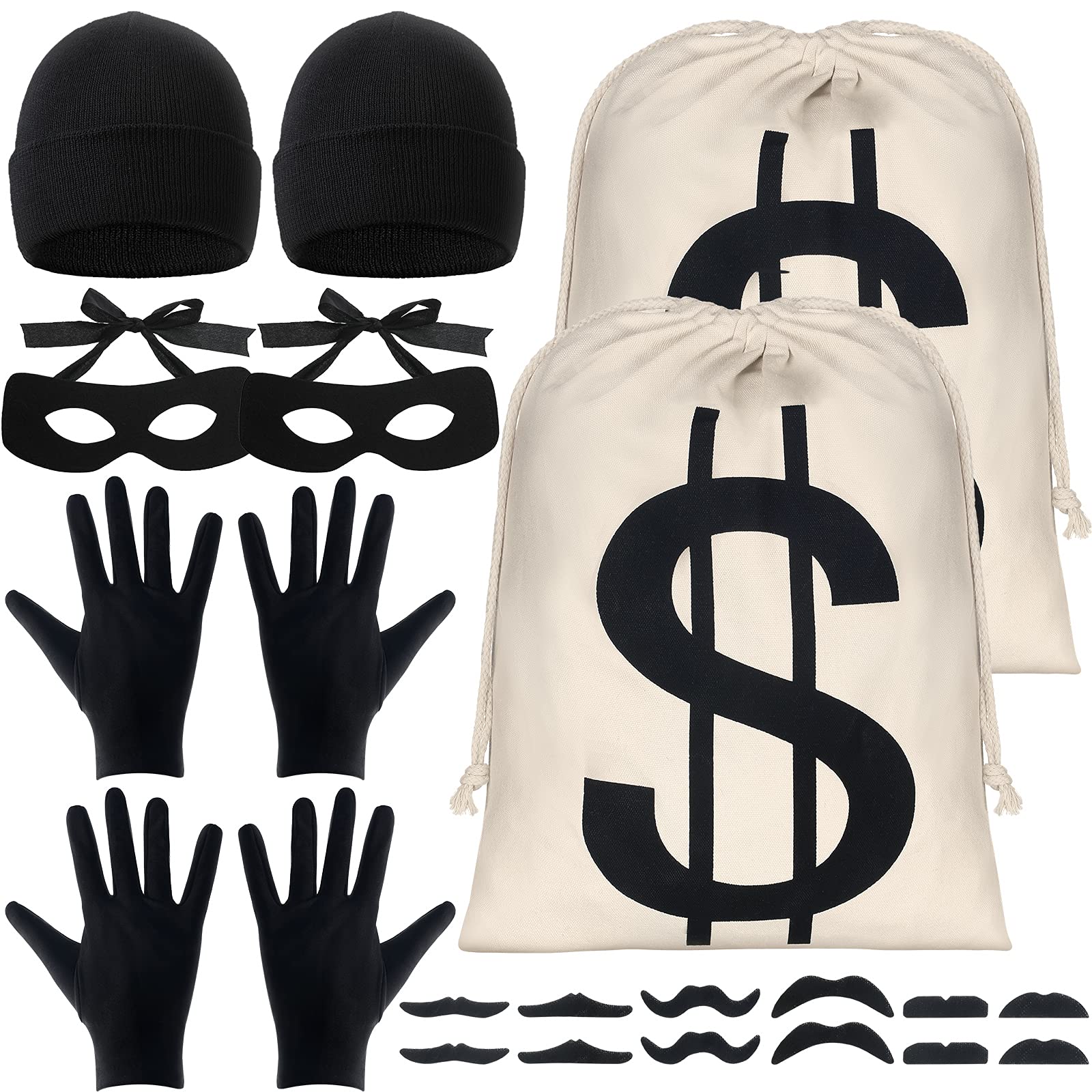 Amazon.com: 22 Pcs Robber Costume Set Bank Include Dollar Sign Money ...