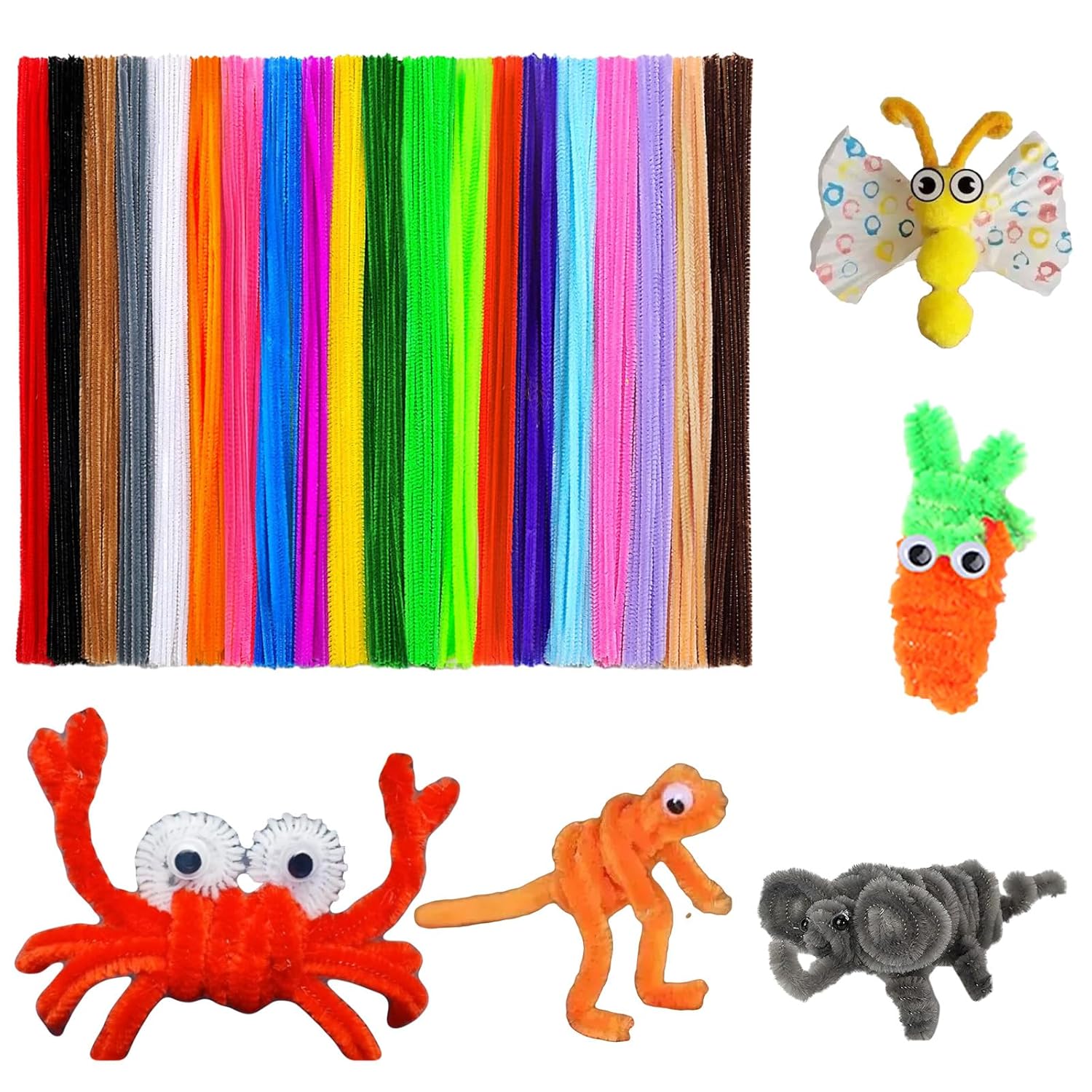 Amazon.com: LUCKLOCK, 200 PCS Pipe Cleaners Bulk(Mixed 20 Colors ...