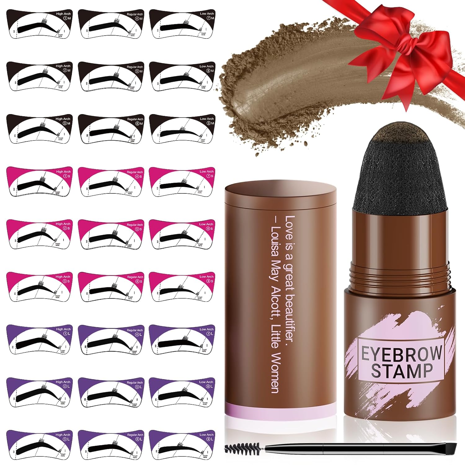 Amazon.com : Eyebrow Stamp Stencil Kit - Eyebrow Powder, Makeup for ...