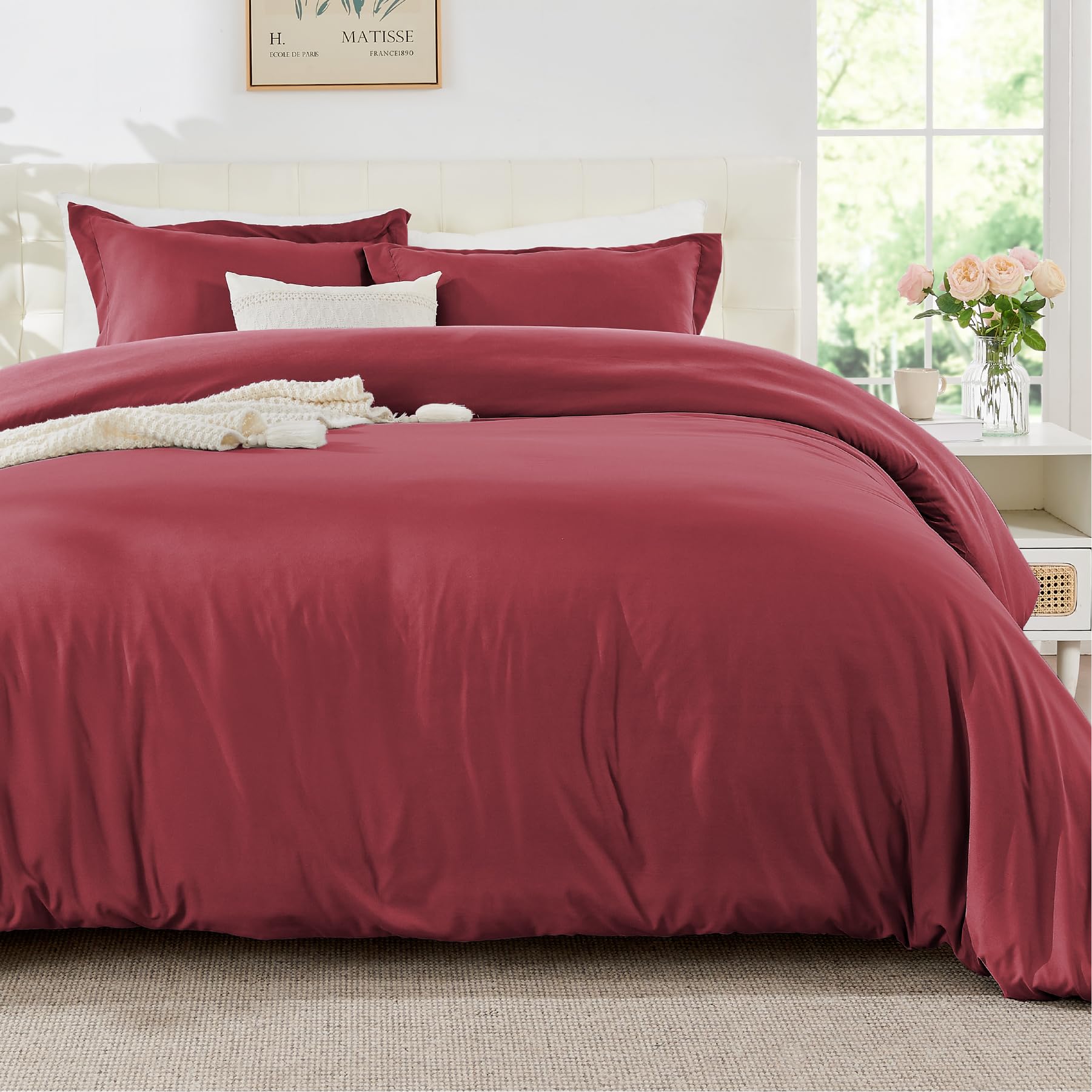 Amazon.com: ChiXpace Red Queen Duvet Cover Red - Comforter Cover Set ...