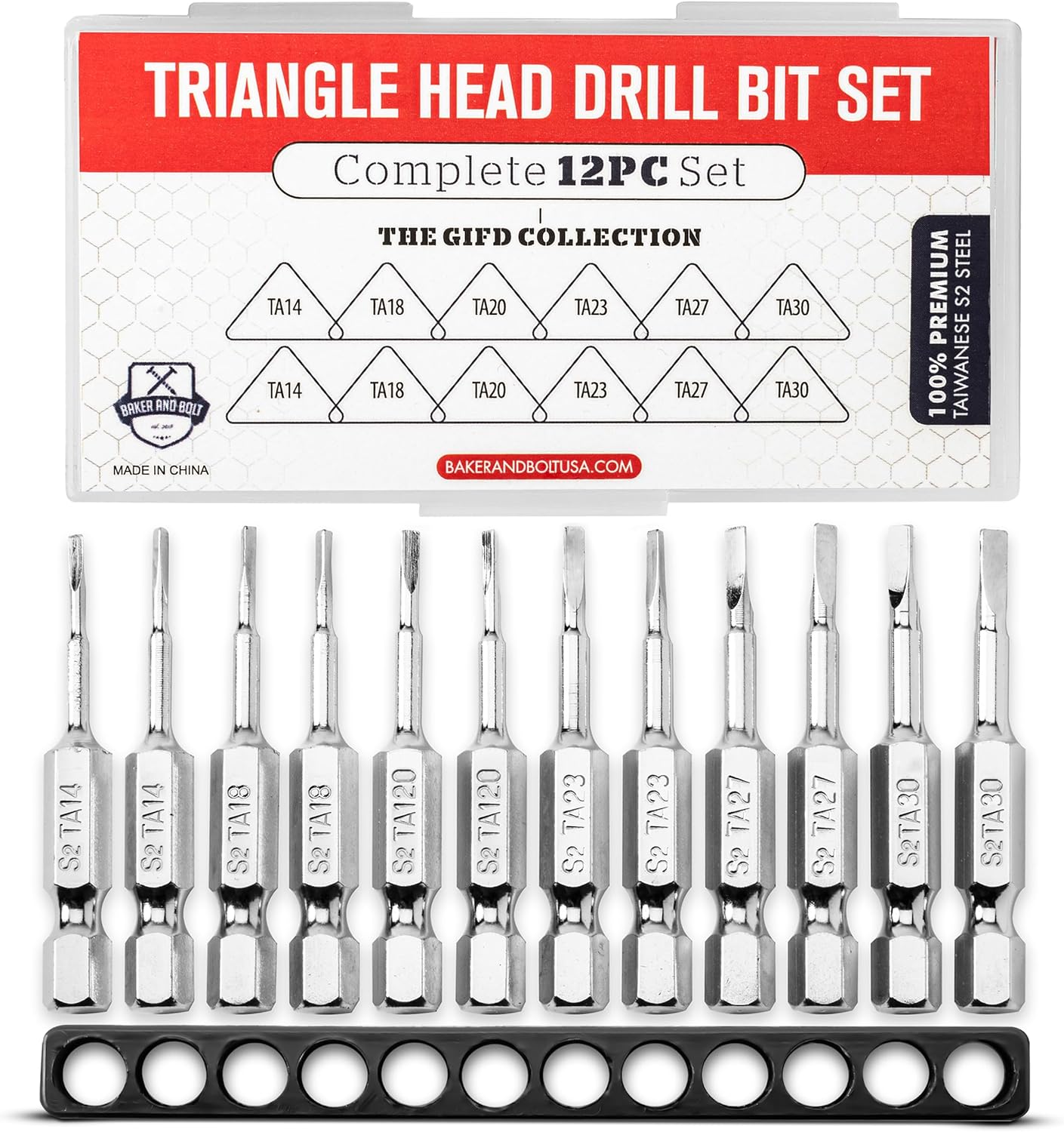 Triangle Drill Bit Set (PREMIUM 12pc Complete Set) /w Storage Case and ...
