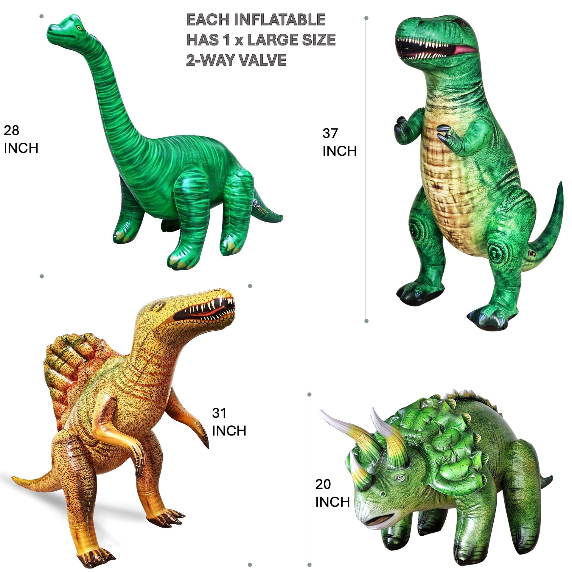 Snapklik.com : Jet Creations 4-pk Inflatable Dinosaurs Combo, T-rex ...